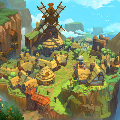 ArtStation - Waterfall village