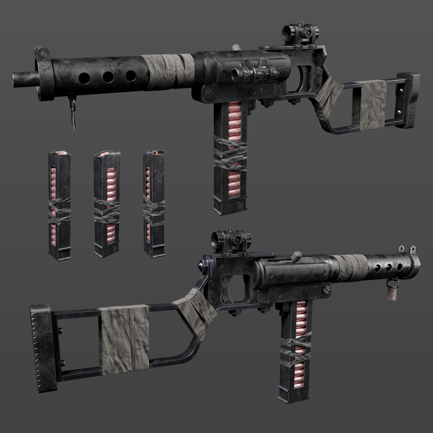 ArtStation - Post-apocalyptic Weapons (Tommy-gun)