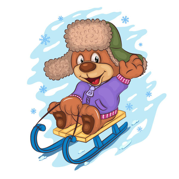 ArtStation - Cartoon Teddy Bear Sledding.