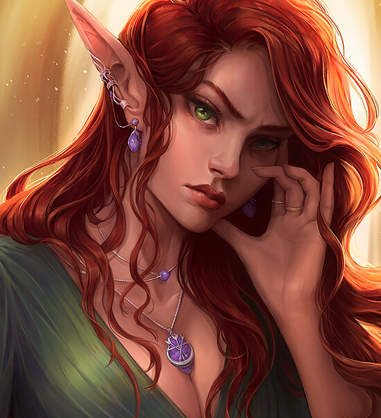 ArtStation - [D&D Commission] Fel'anyr the high elf invocation wizard