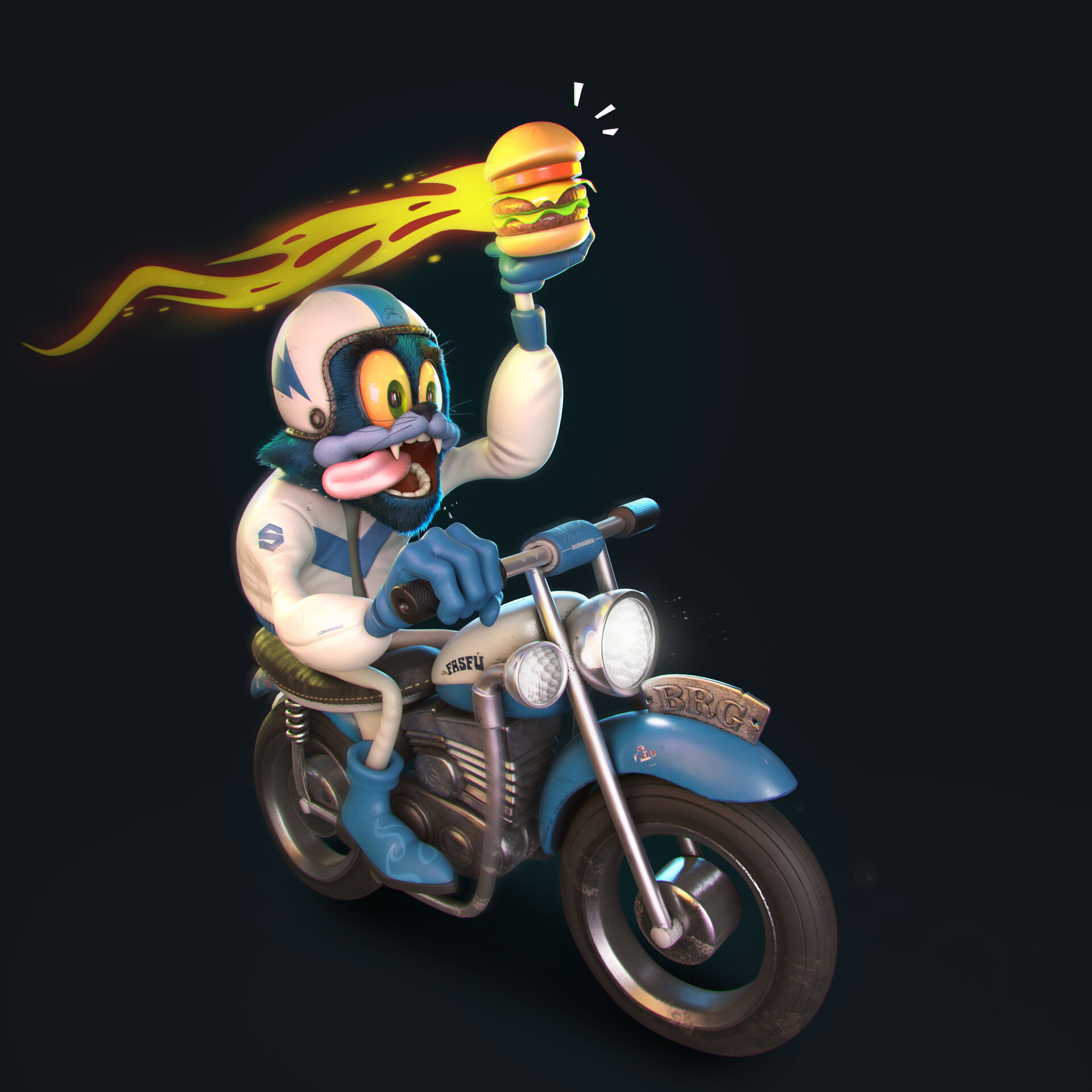 ArtStation - Cat Biker- Fasfu