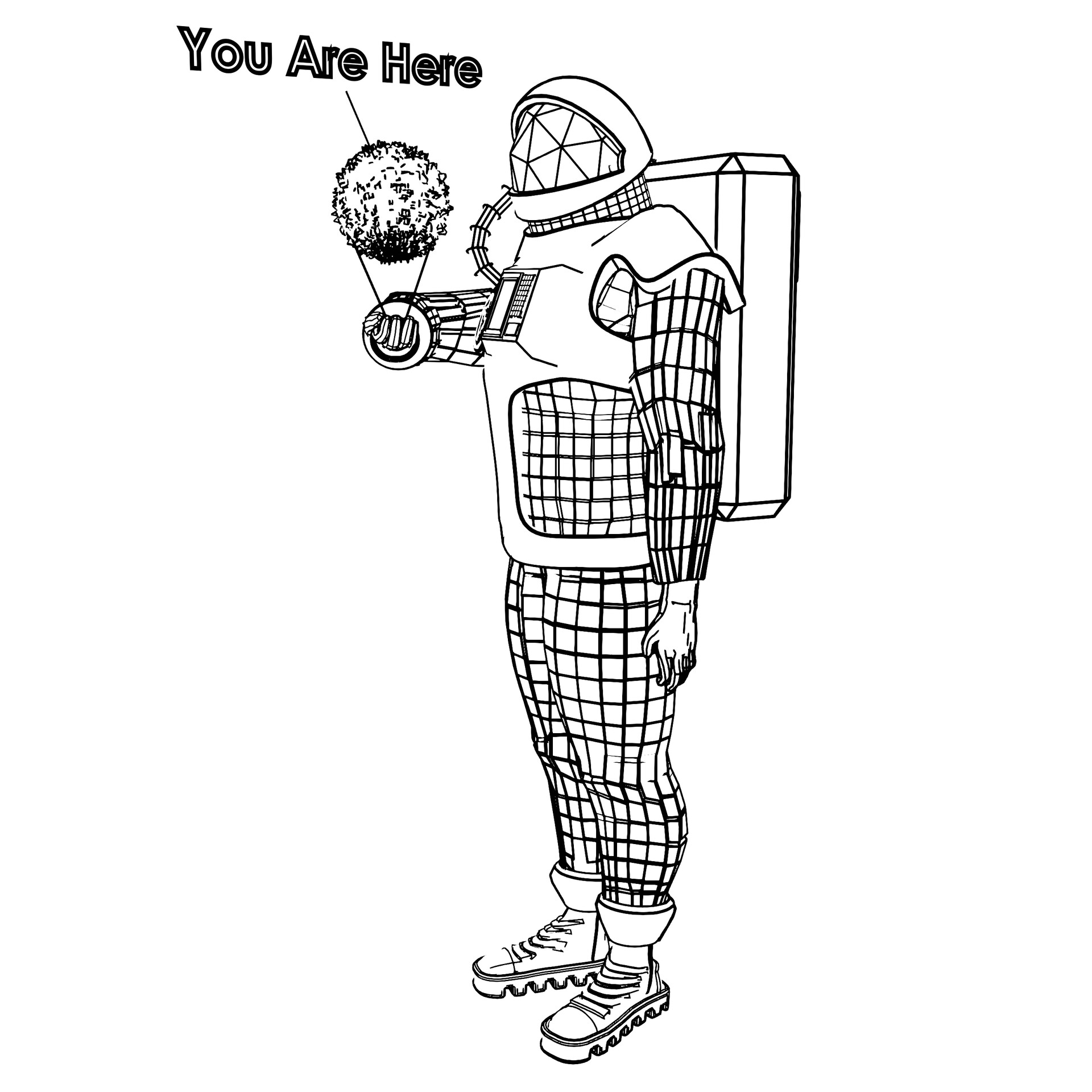 Starson Studios - Astronaut 3d to 2d Coloring Book Effect