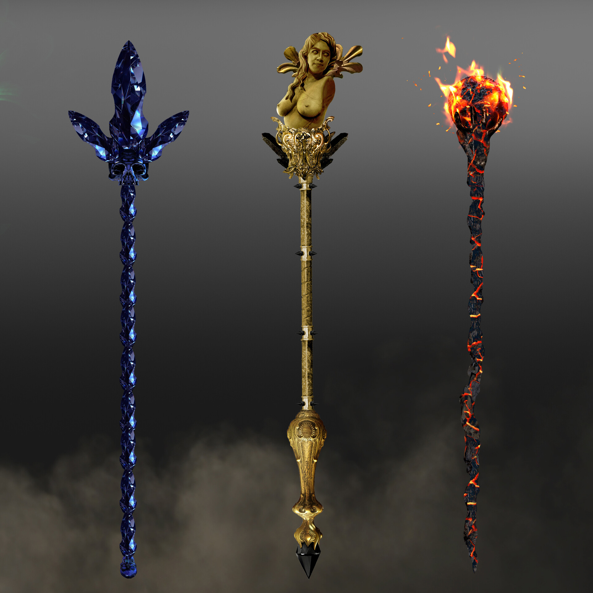 ArtStation - Fantasy Weapons Staffs