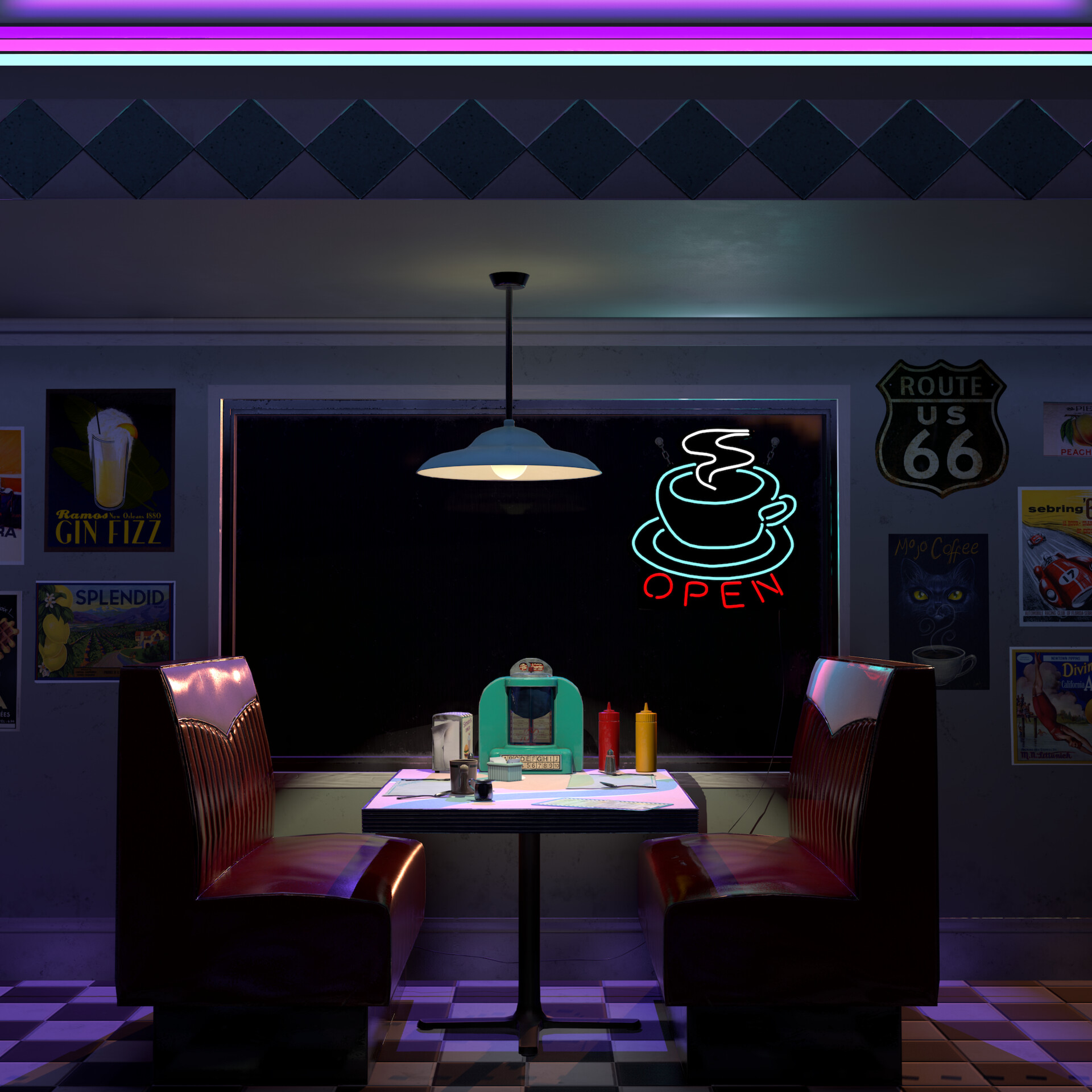 ArtStation - Diner Diorama