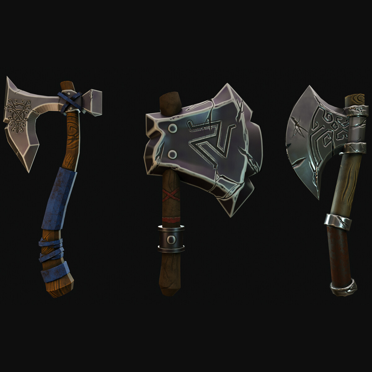 ArtStation - Stylized axes - Game assets