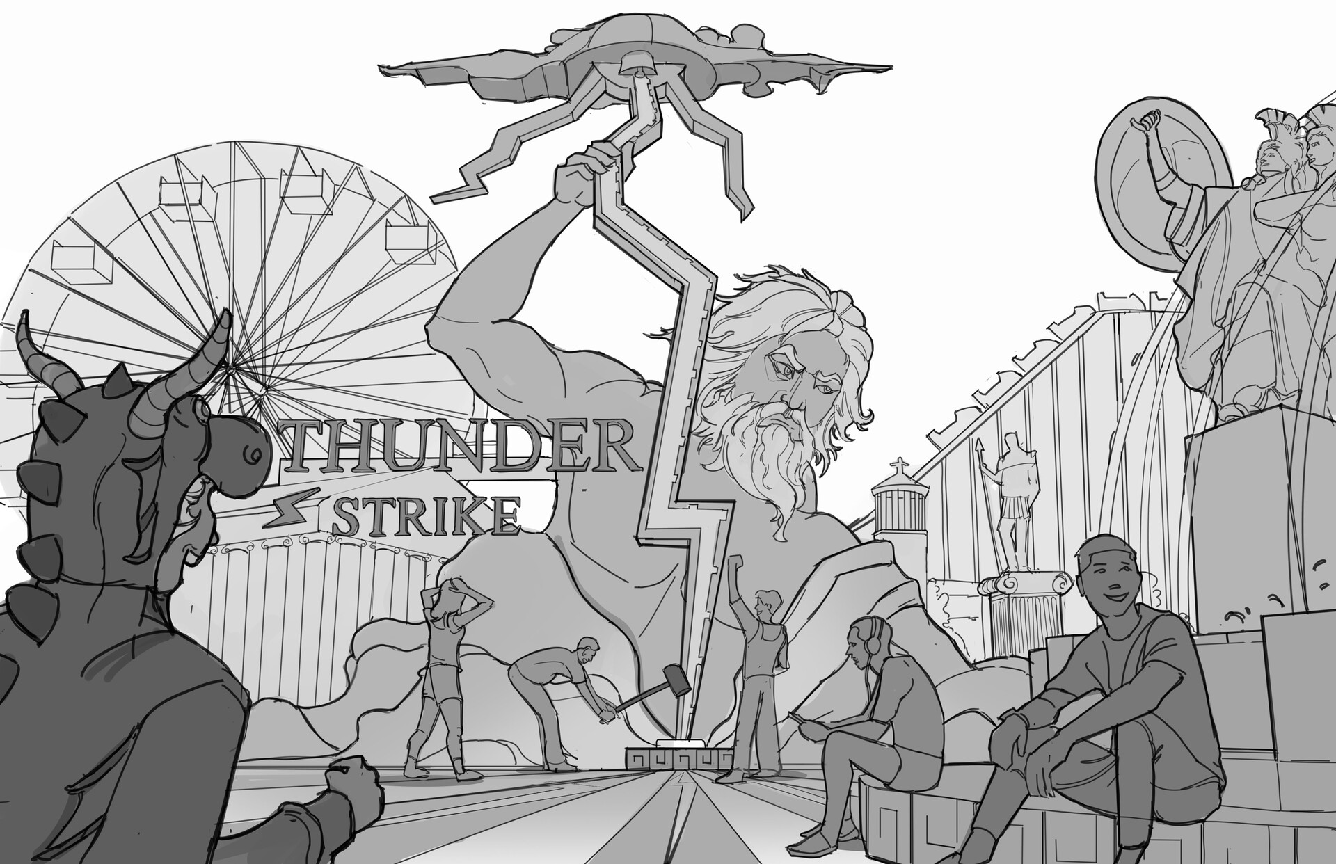 ArtStation - Thunder Strike Amusement Park Keyframe (3/4)
