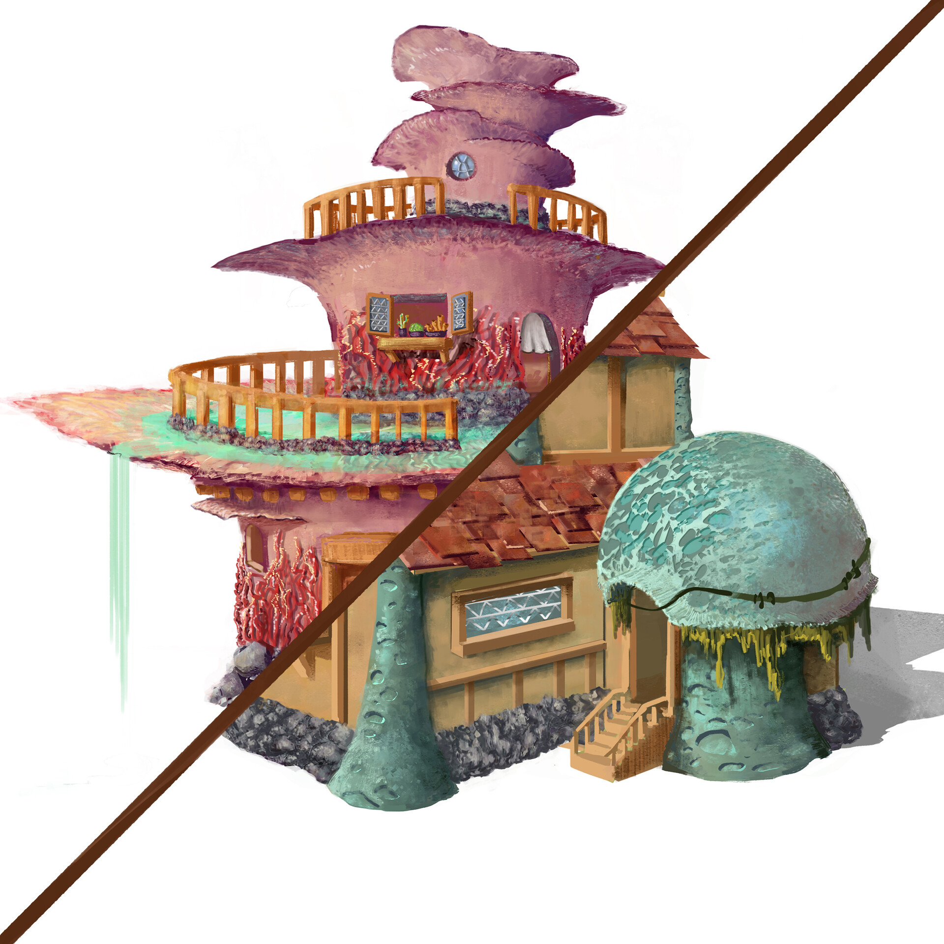 ArtStation - Sea creature houses on land