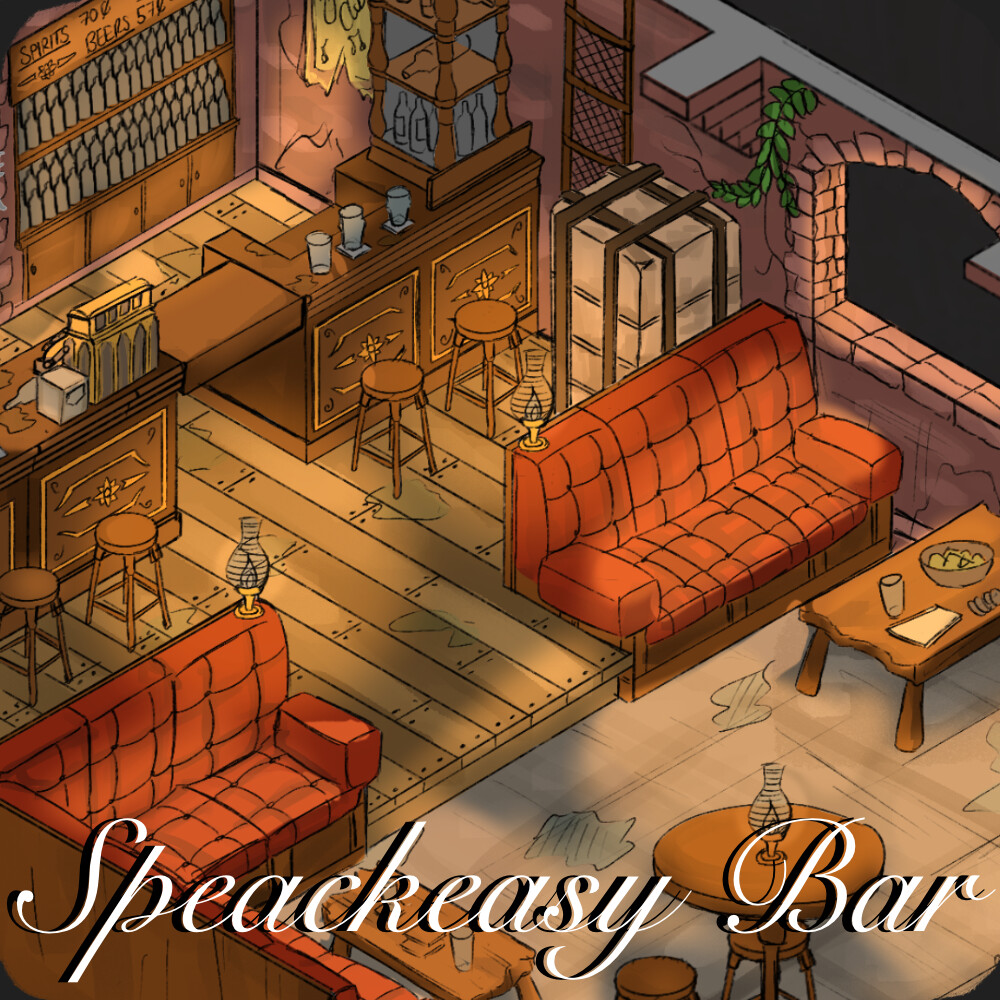 ArtStation - New Roanoke Game - Speakeasy Bar Concept Interior