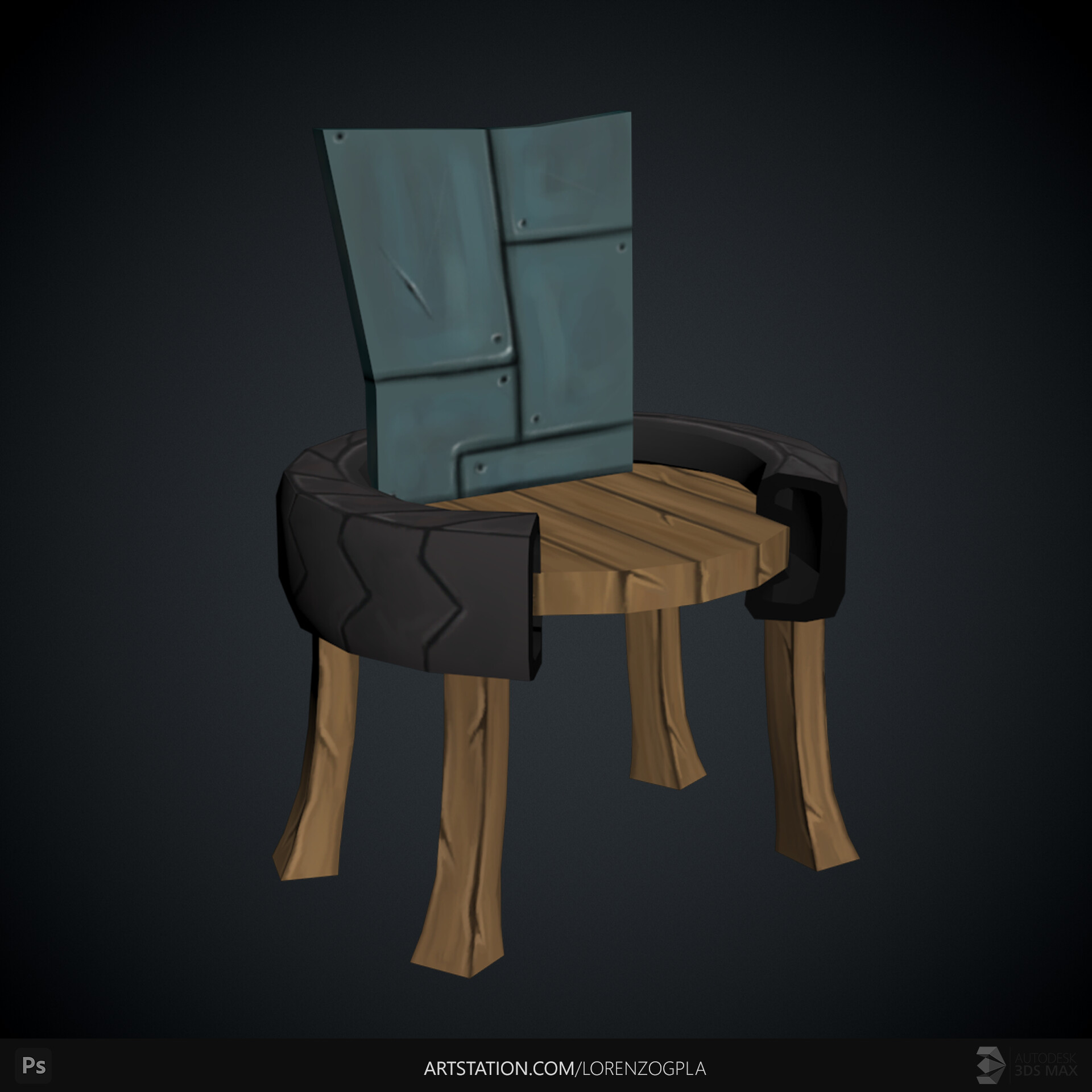 ArtStation - Scrap Chair 3D - HandPainted - Low Poly