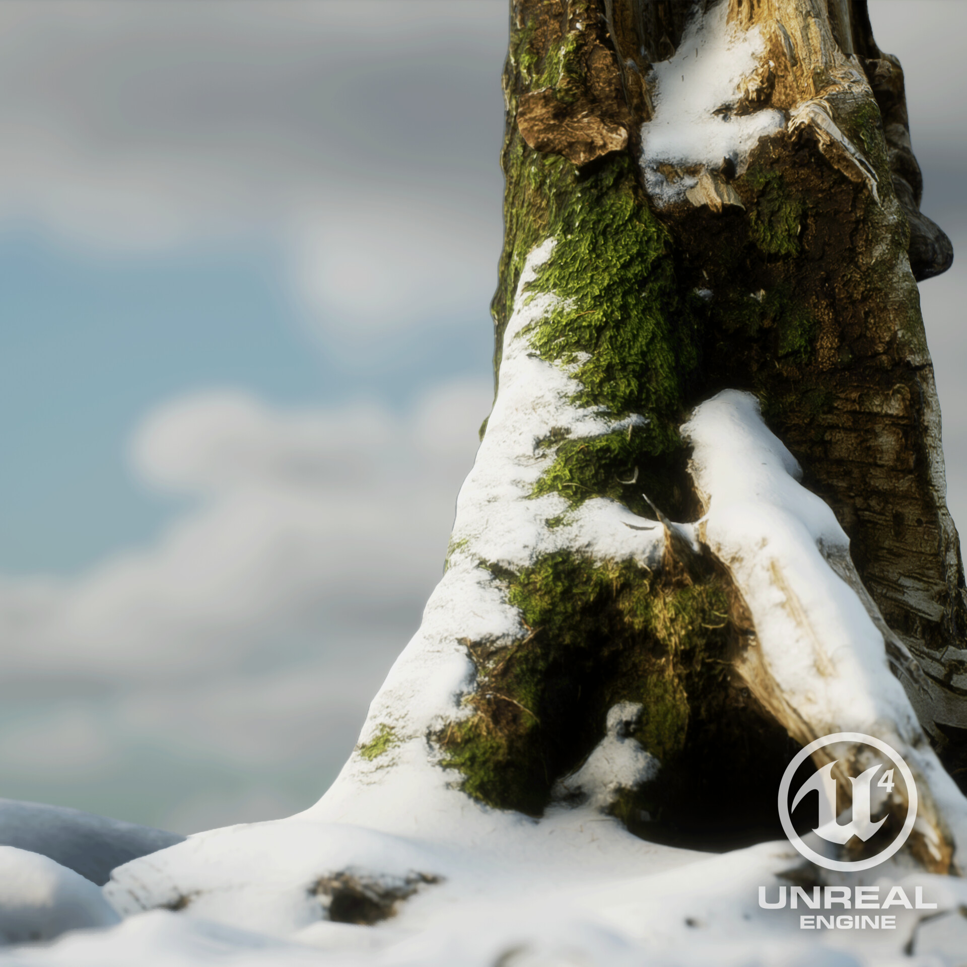 ArtStation - Lonely snowy tree stump
