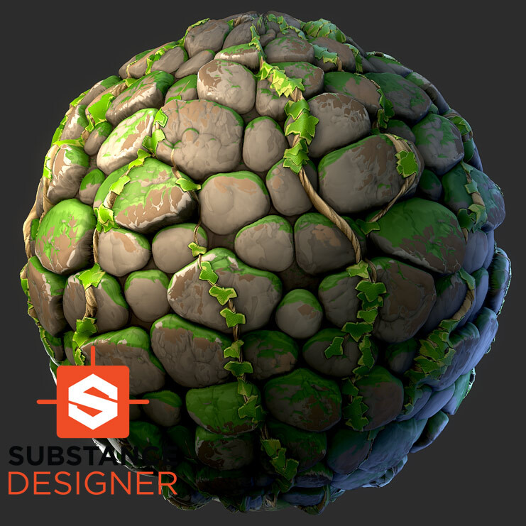 ArtStation - Stylized Stone with Ivy - Substance Designer