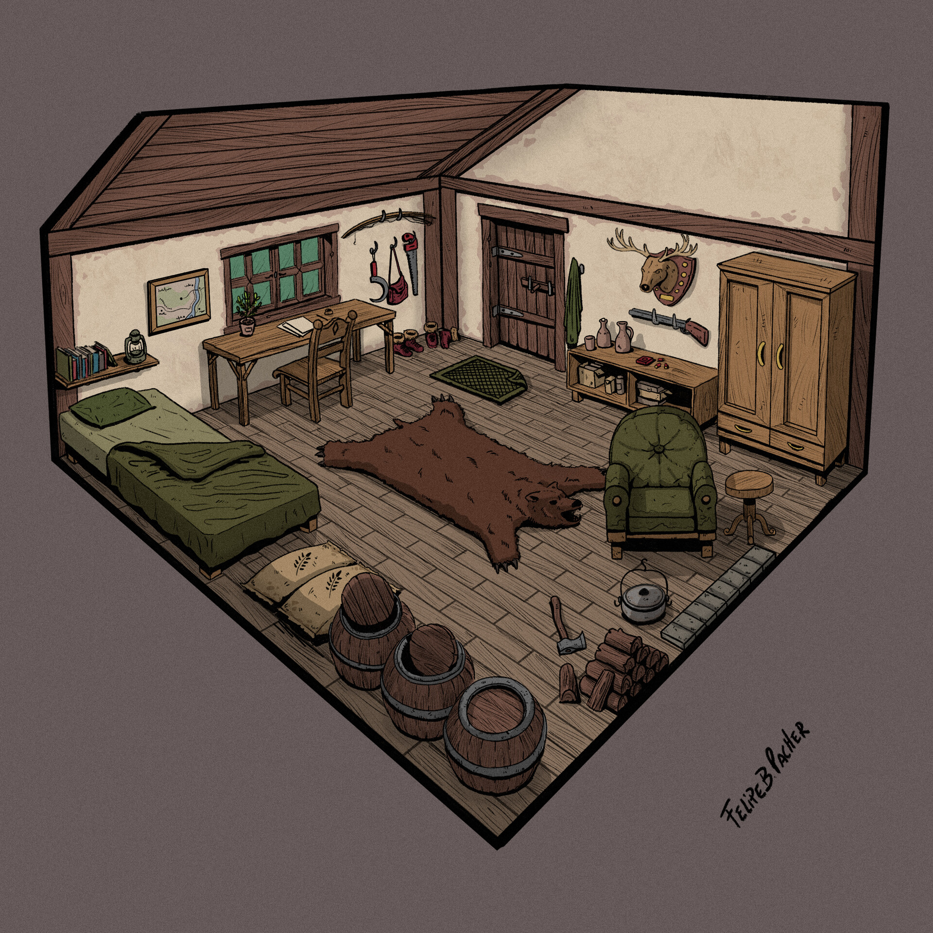 ArtStation - Hunter's Hut - Concept art