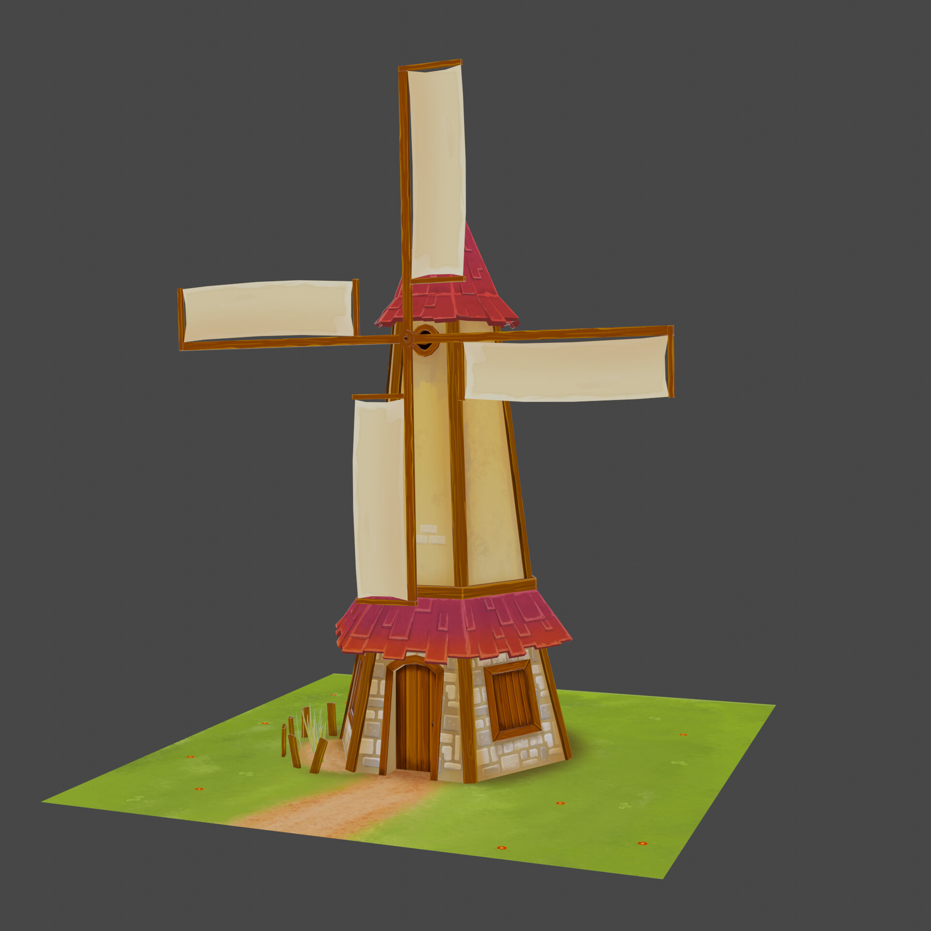 Cesar Edgar - Low poly hand painted Windmill