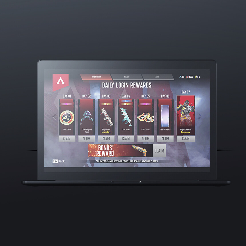ArtStation - Daily Login Reward window for Apex Legends (Test Task)