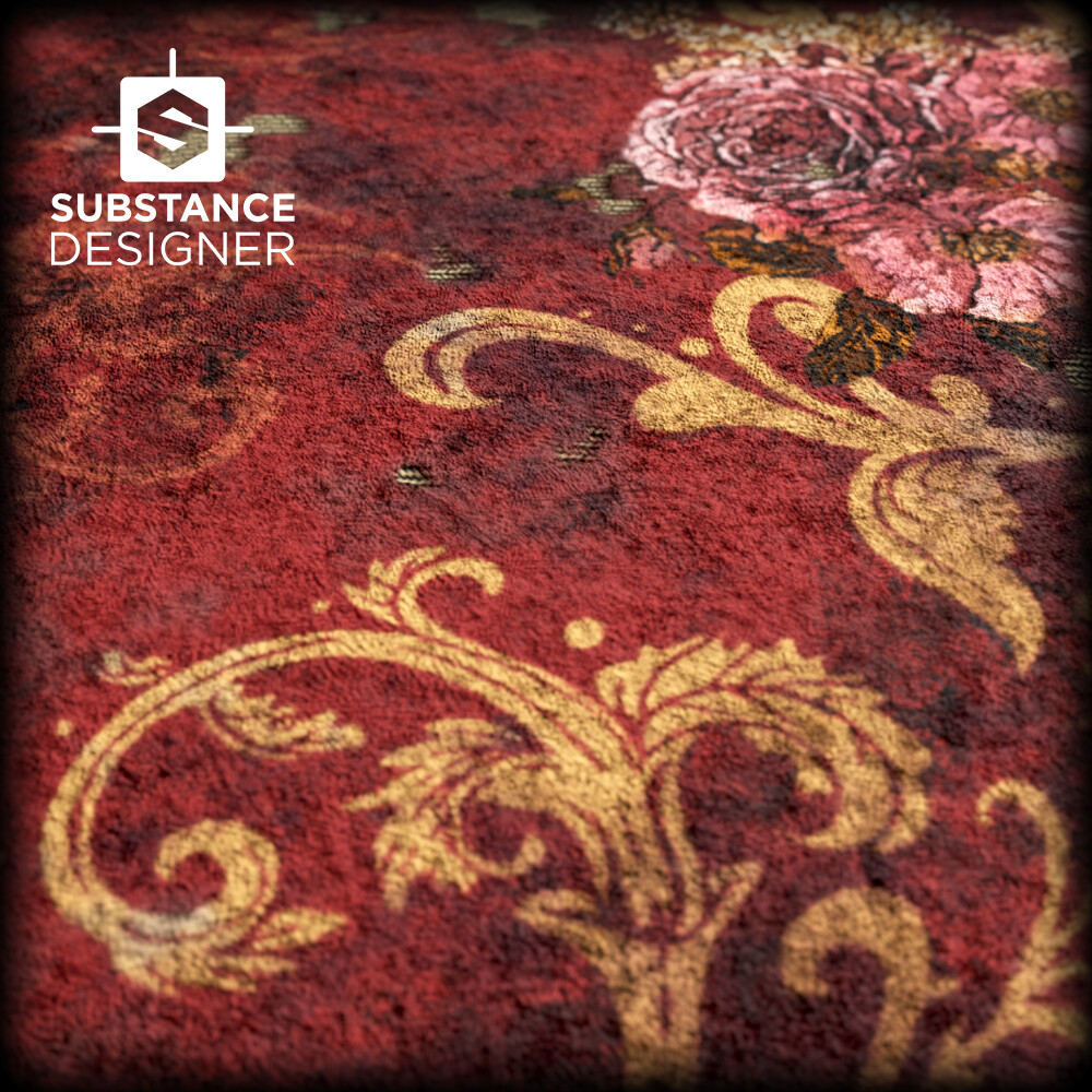 ArtStation - Damaged Carpet and Curtain - Substance Designer Practice