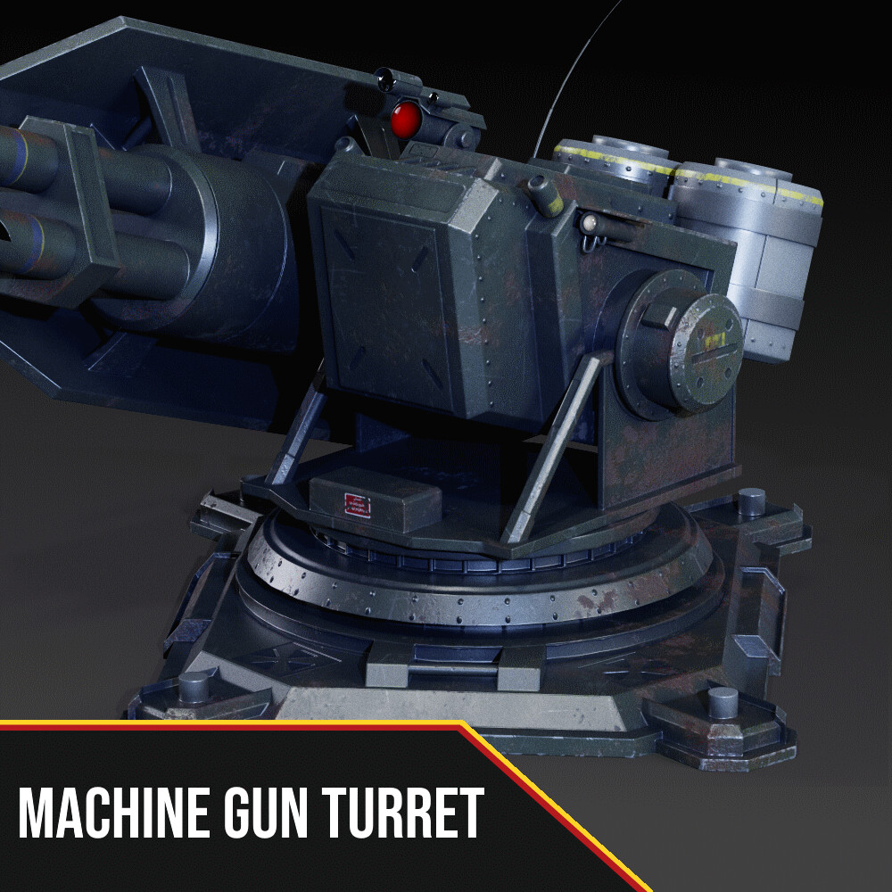 ArtStation - Game-Ready Mounted Machine Gun Turret