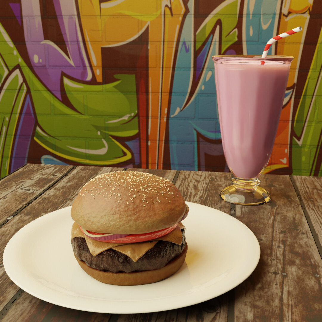 ArtStation - Hamburger and Milkshake