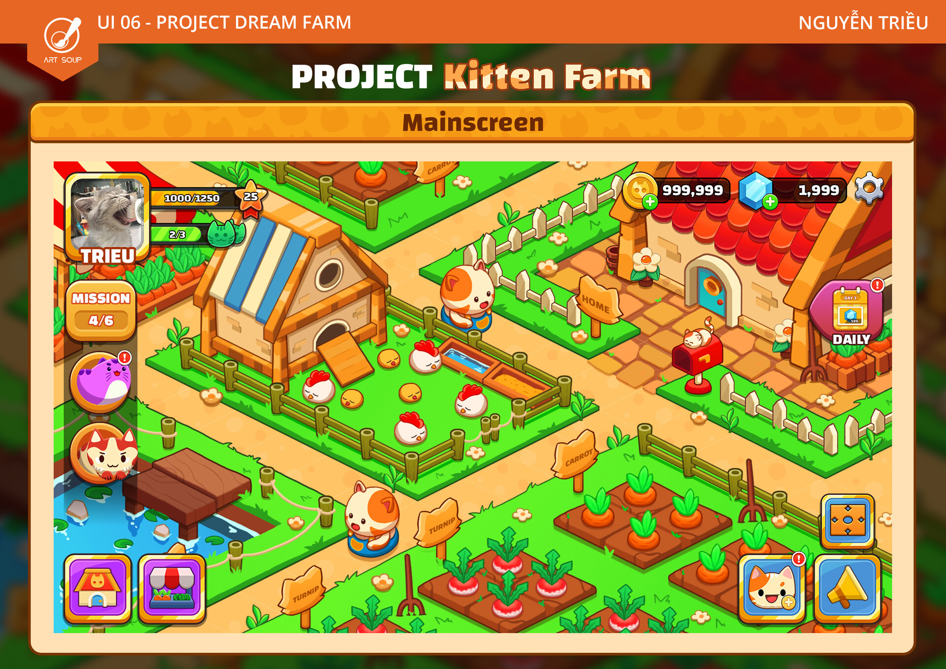 ArtStation - Kitten Farm - UI/UX for Mobile game