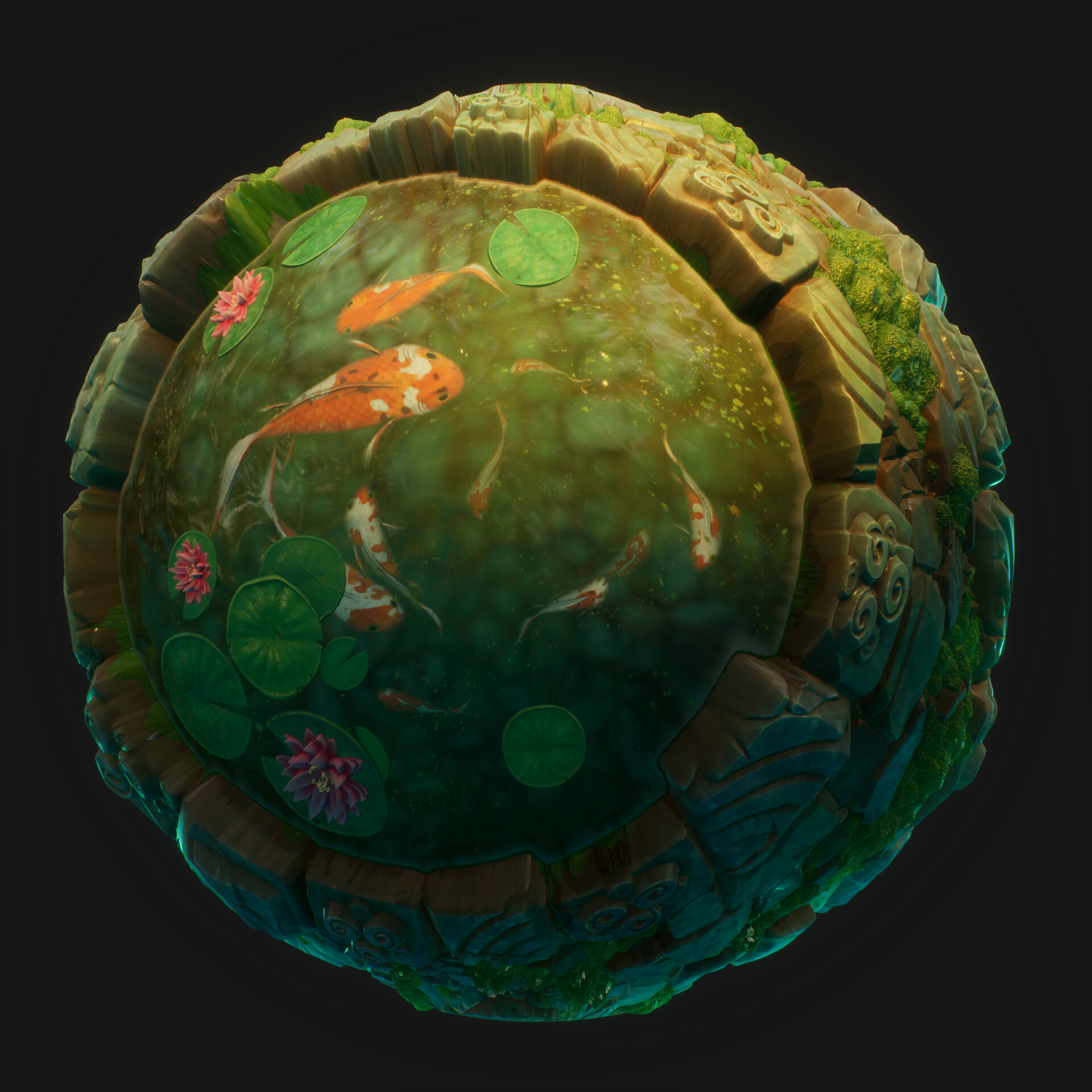ArtStation - Substance Study - Koi Pond