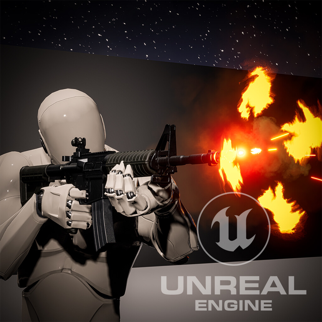 ArtStation - Unreal Engine VFX "Realistic Muzzle Flash Particle Effect"