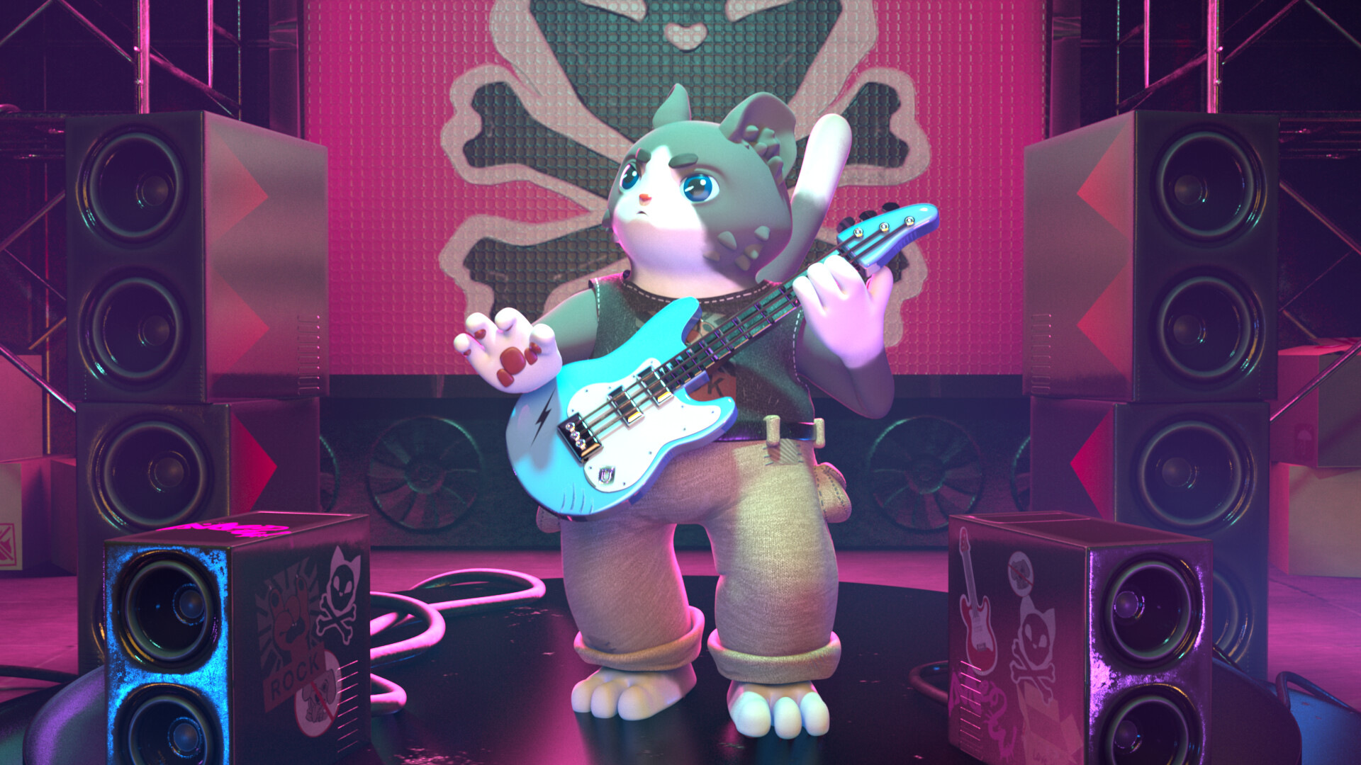 ArtStation - Rock and roll cat