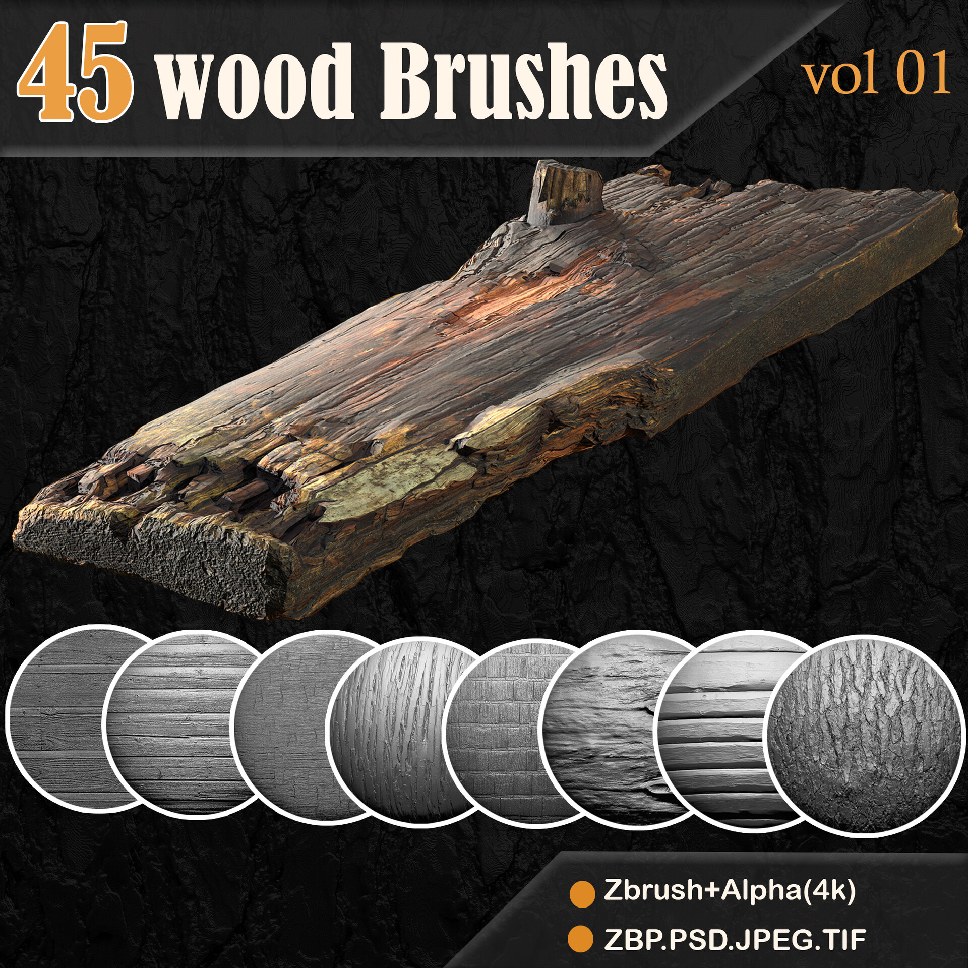 ArtStation - 45 Wood Brushes