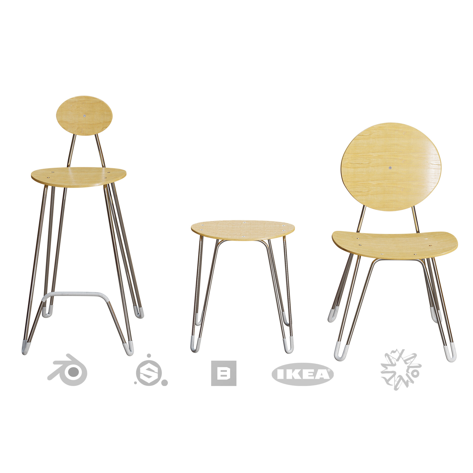 ArtStation - Комплект кухонных стульев / Set of kitchen chairs