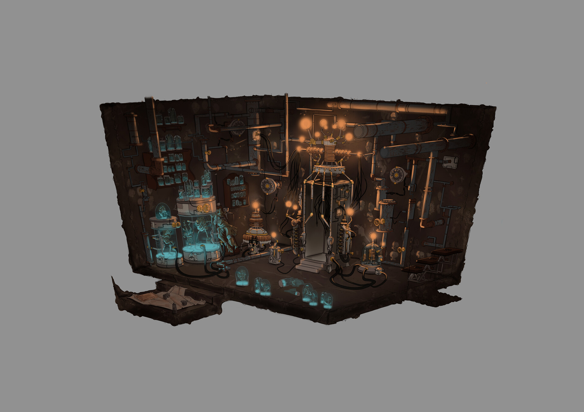 ArtStation - Fantasy horror project - Secret laboratory of Frankenstein