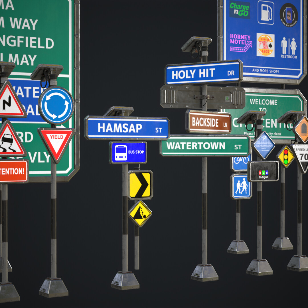 ArtStation - Futuristic Modular Road Sign