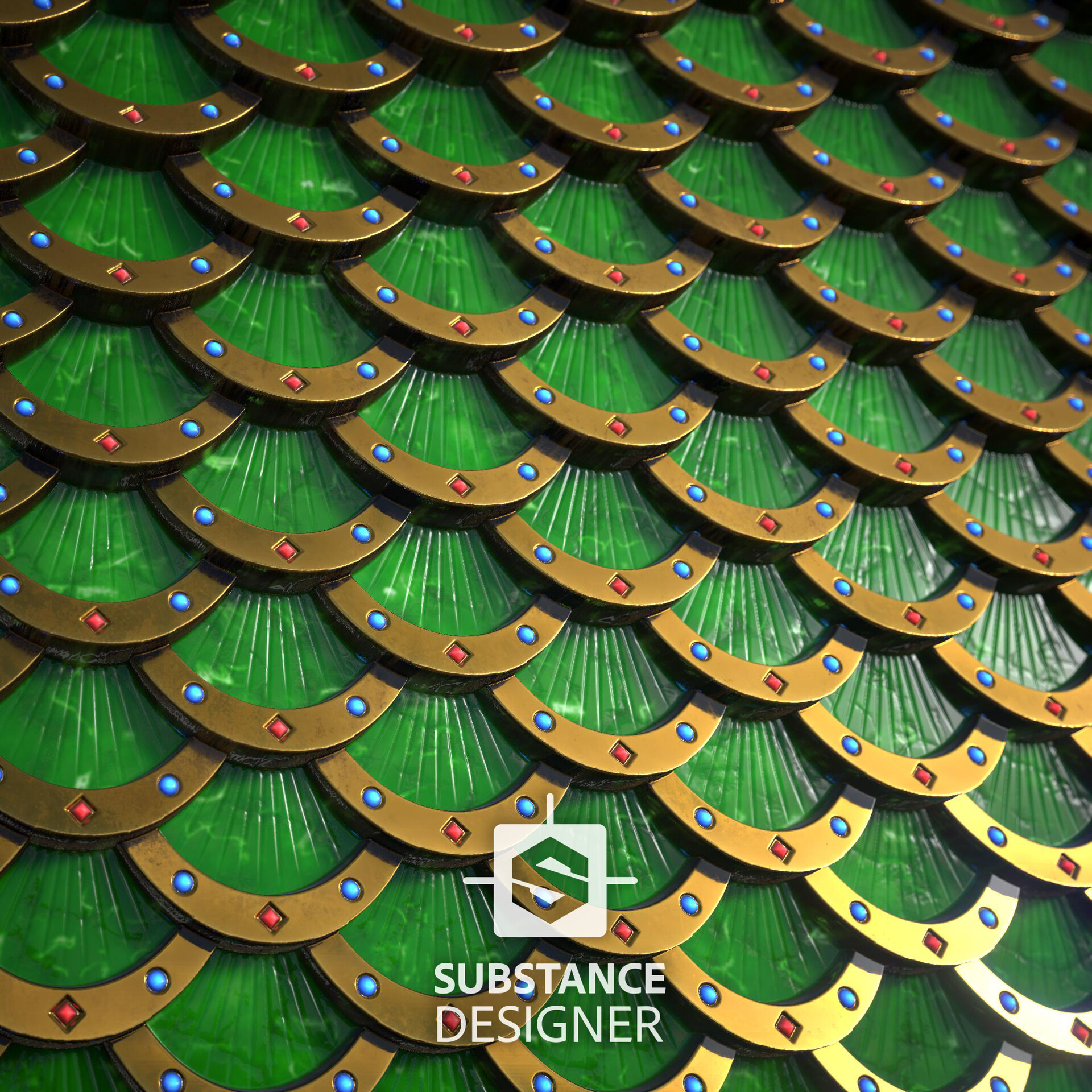 ArtStation - Artificial Jade Scales with Gold Edges Texture