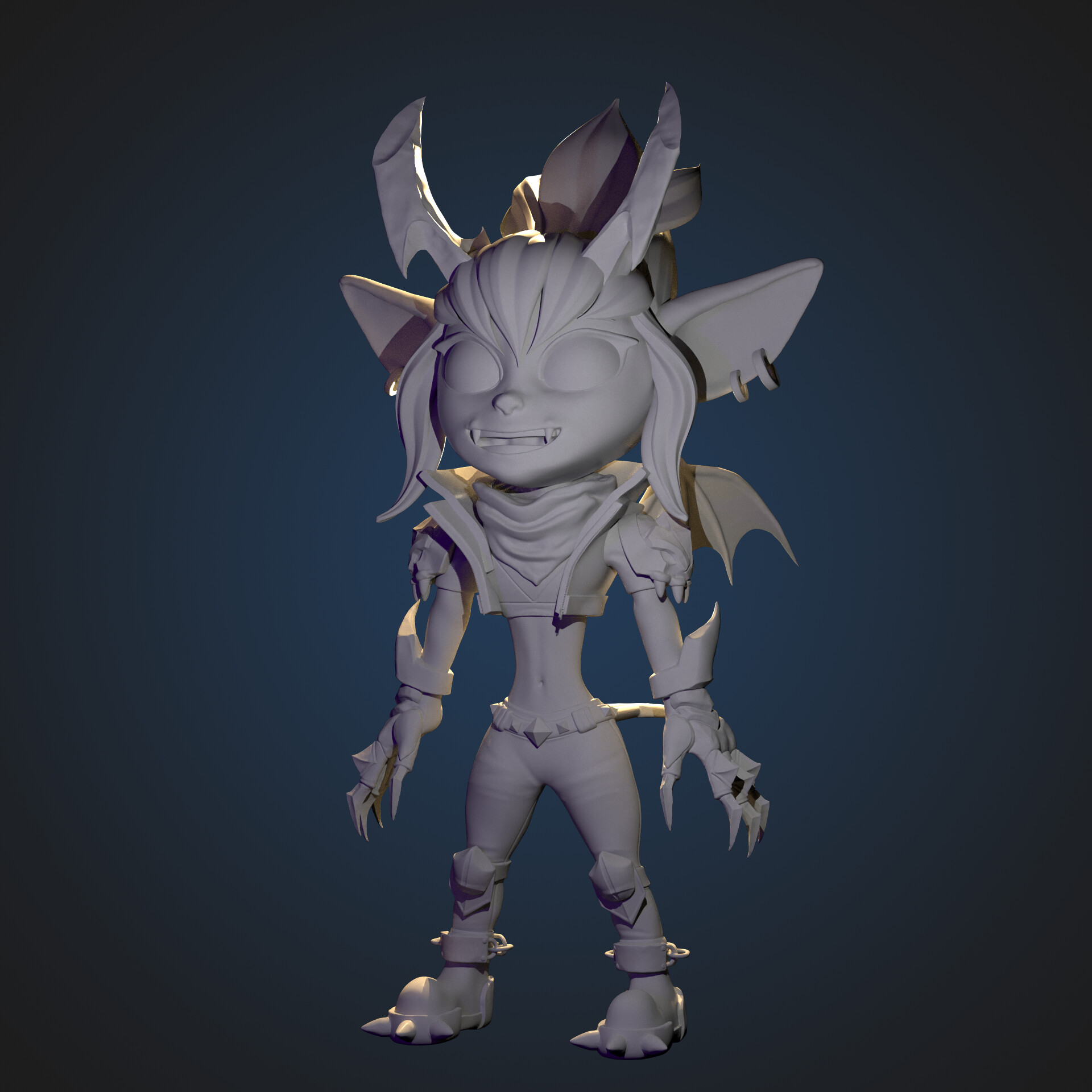 ArtStation - Little Demon Tristana - clay render