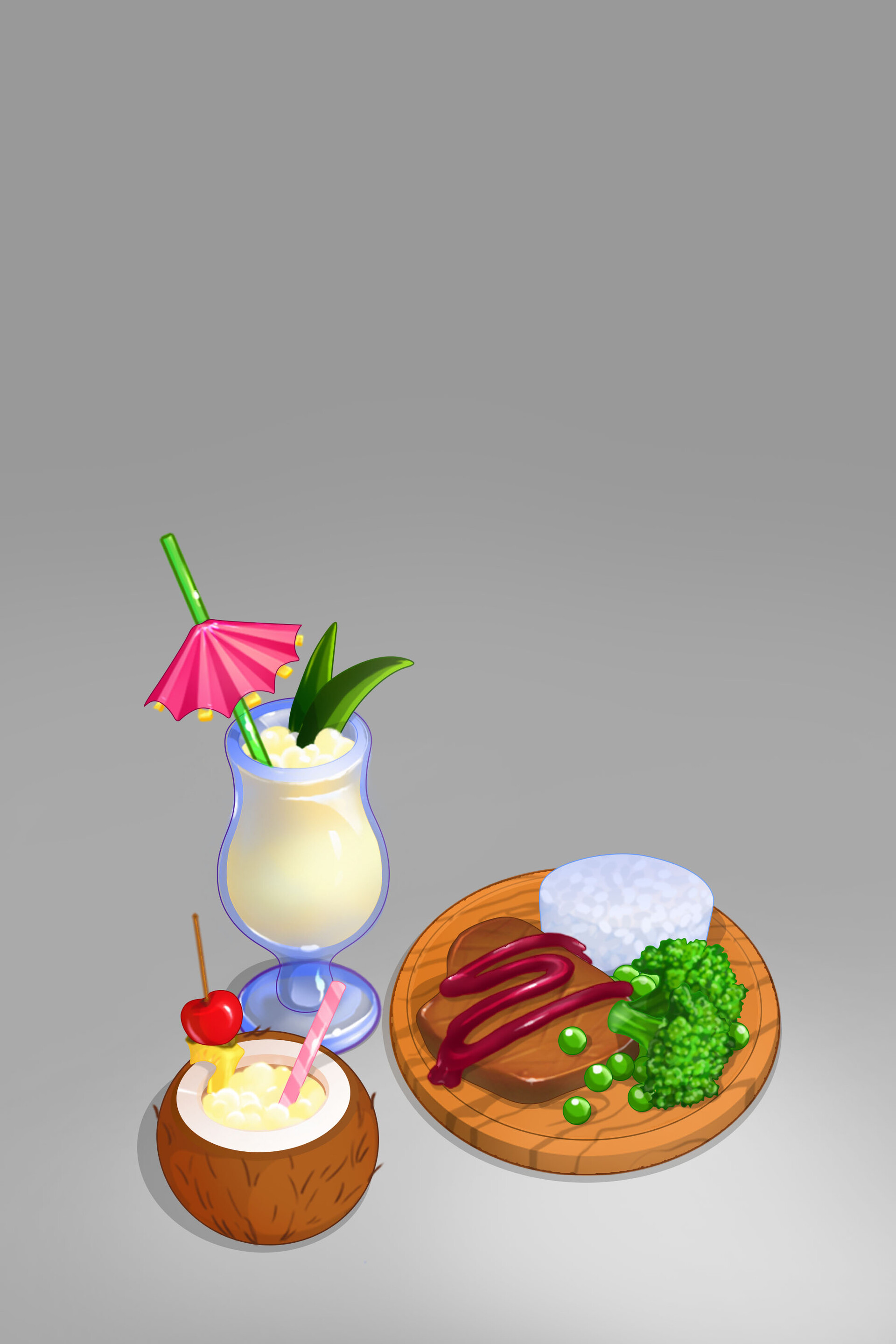 ArtStation - Concept art of food and cocktails for a cooking game