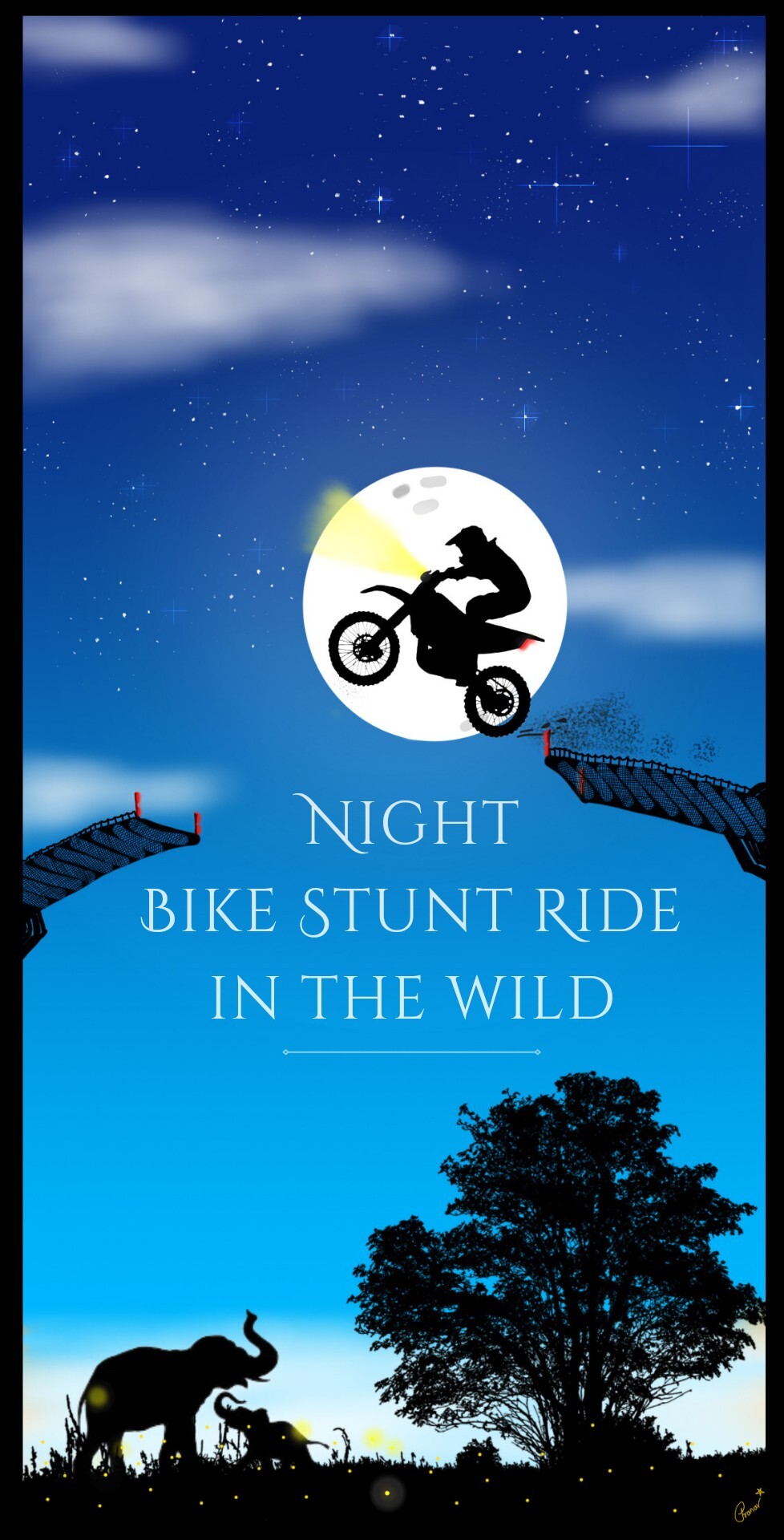 ArtStation - Night bike stunt ride in the wild ...