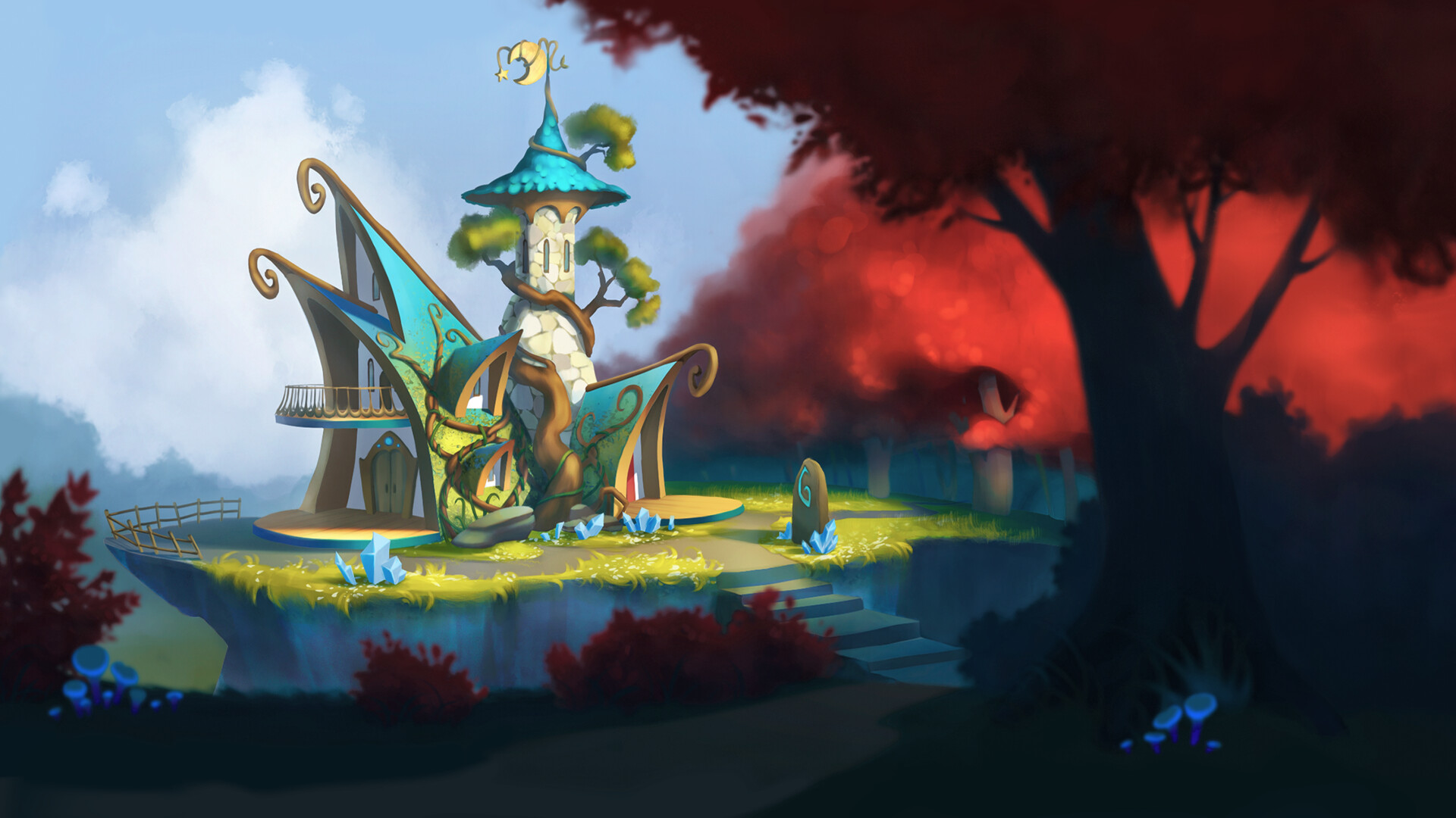 ArtStation - Forest wizard`s house. Magic Forest.