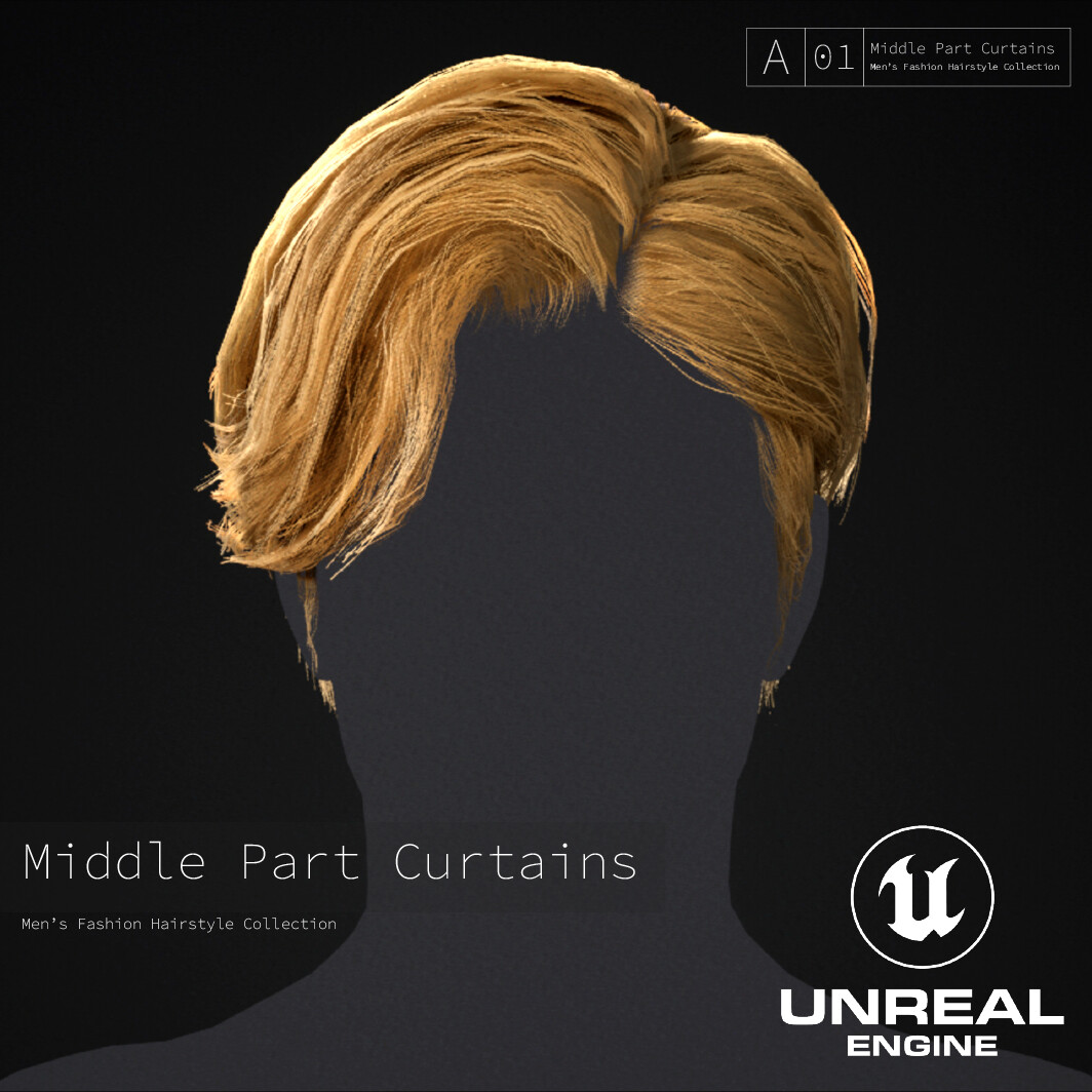 ArtStation - Real Time Hair - Middle Part Curtains