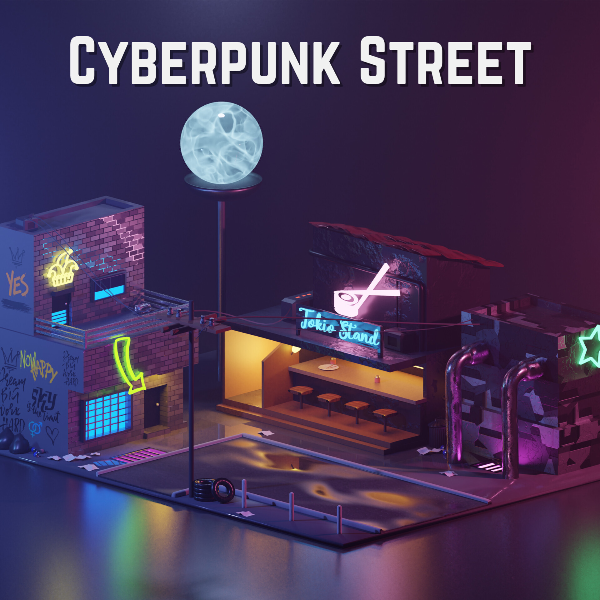 ArtStation - Isometric Cyberpunk Scene