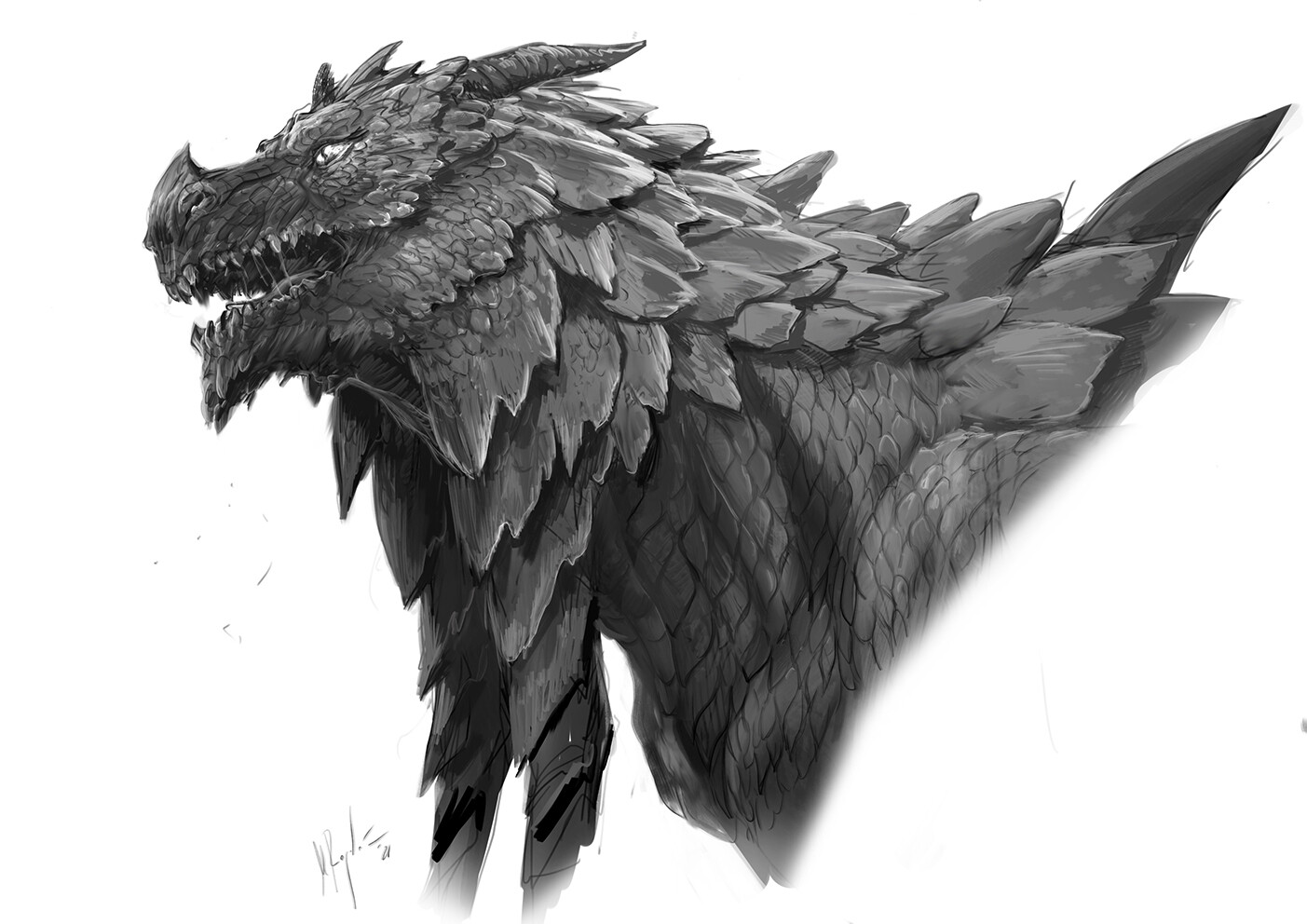 ArtStation - Anatomy Practice 3, Hunter and prey, dagon head and sphinx.