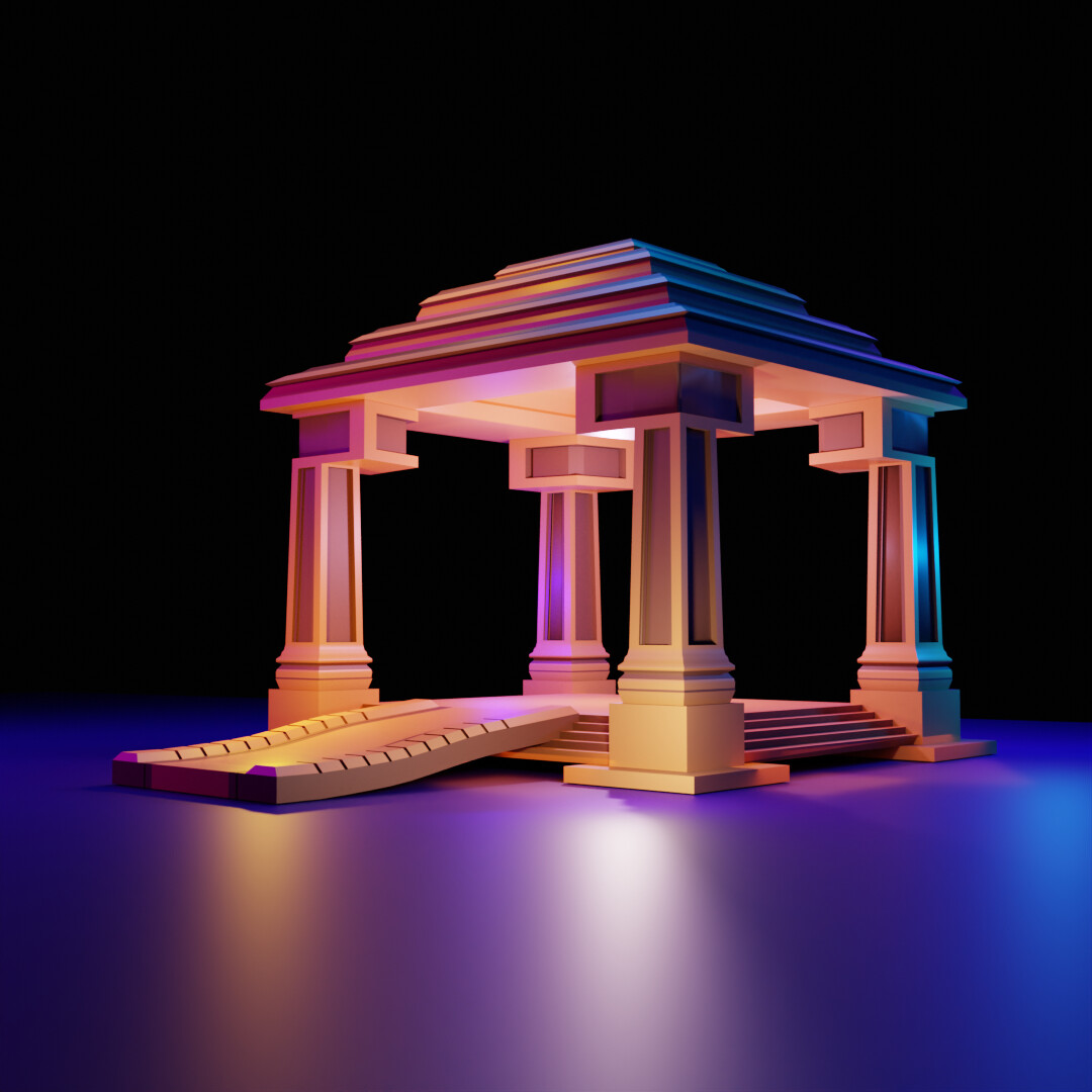 ArtStation - 3d Building with pillars