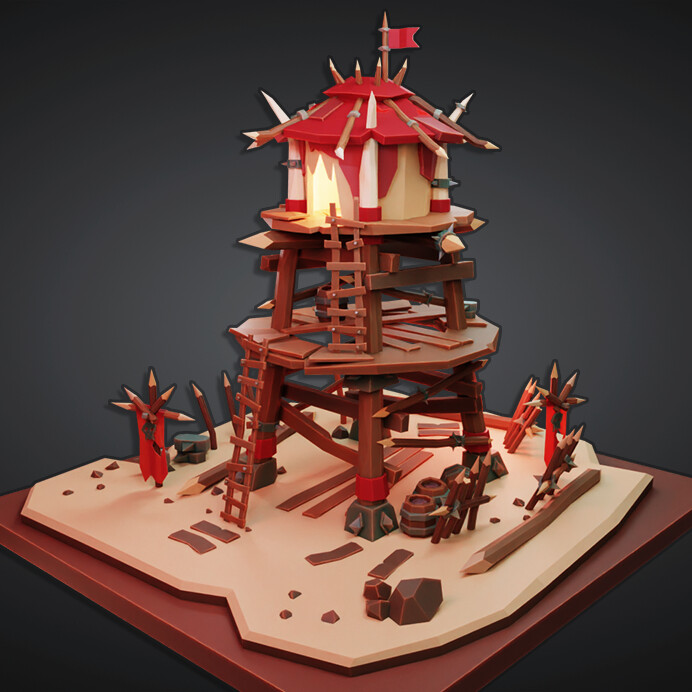 ArtStation - Orc Watchtower Low Poly