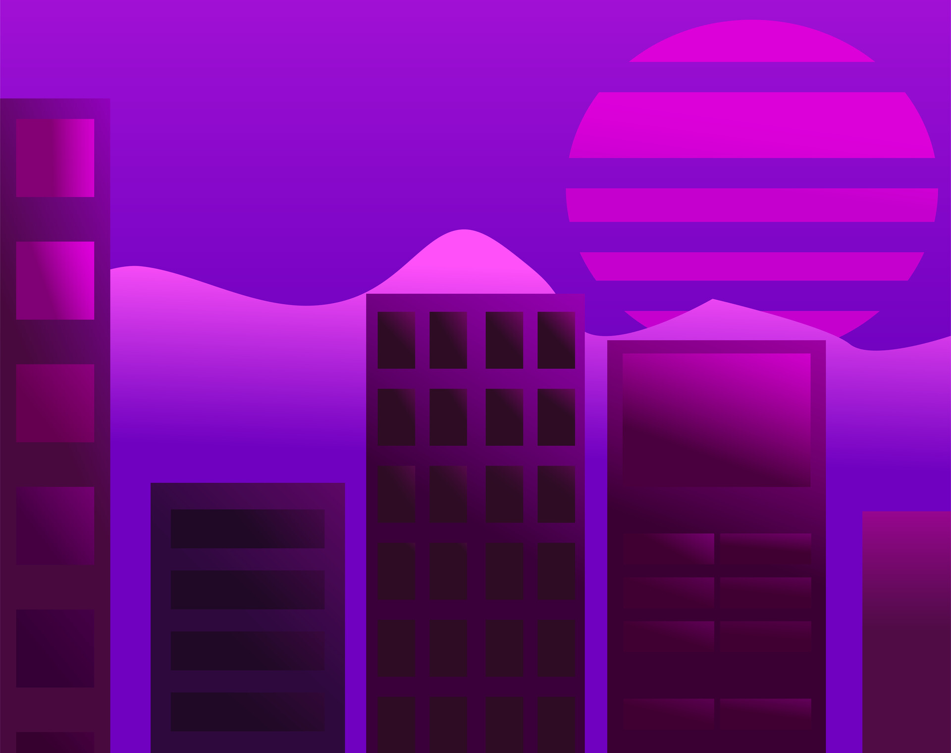 ArtStation - Synthwave/Vaporwave Minimal City