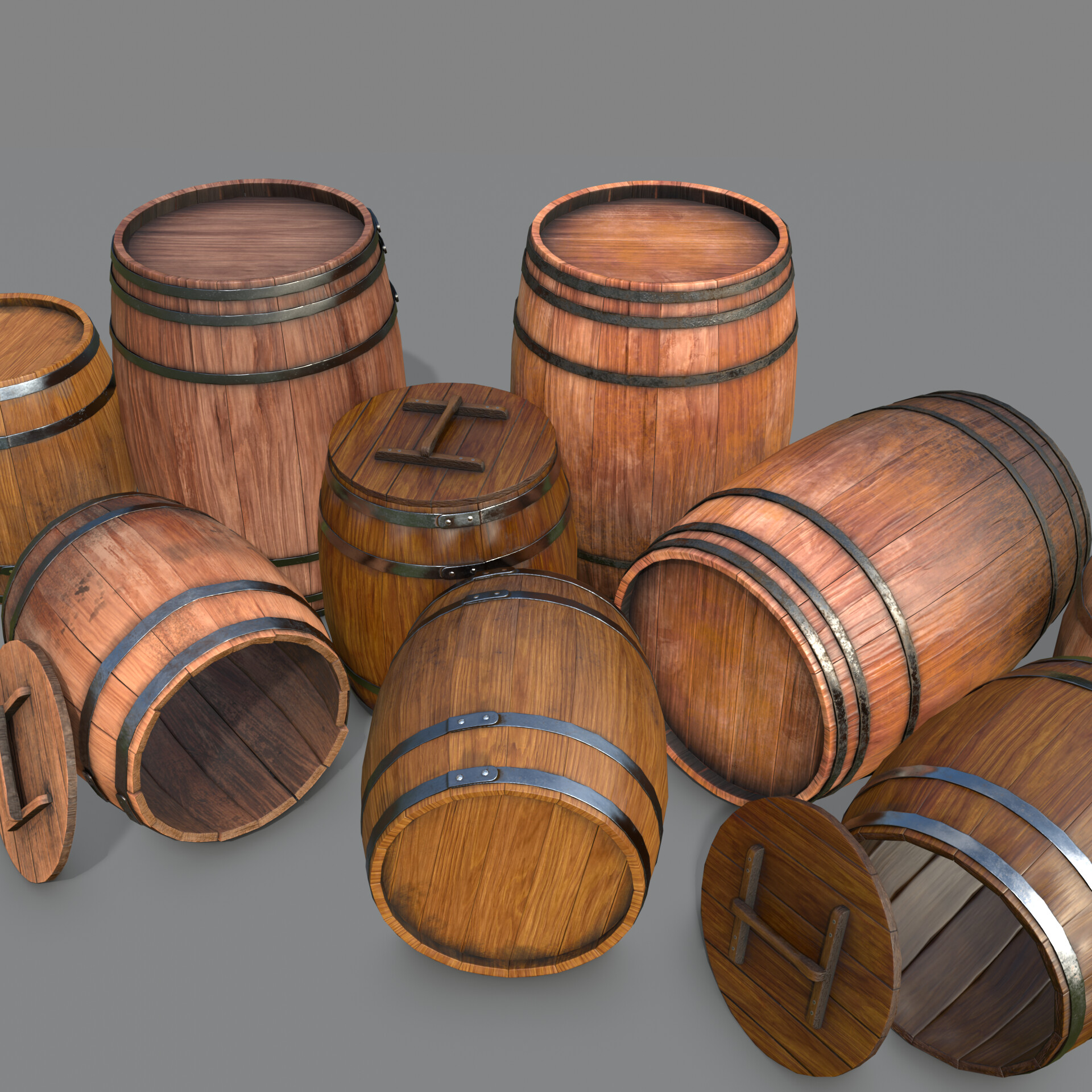 ArtStation - 3D Wooden barrels