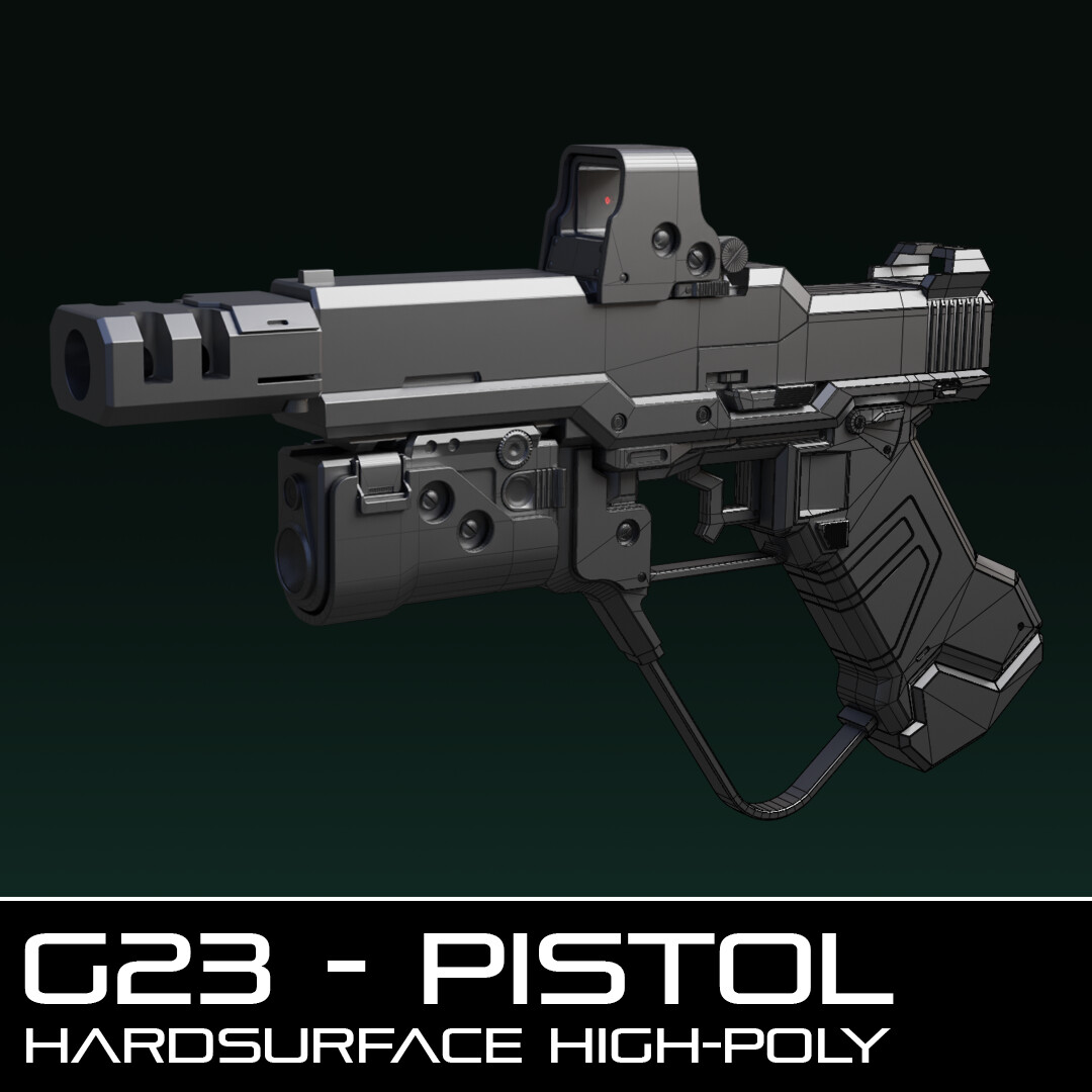 ArtStation - G23 Gunfighter Pistol - High Poly Hardsurface Model