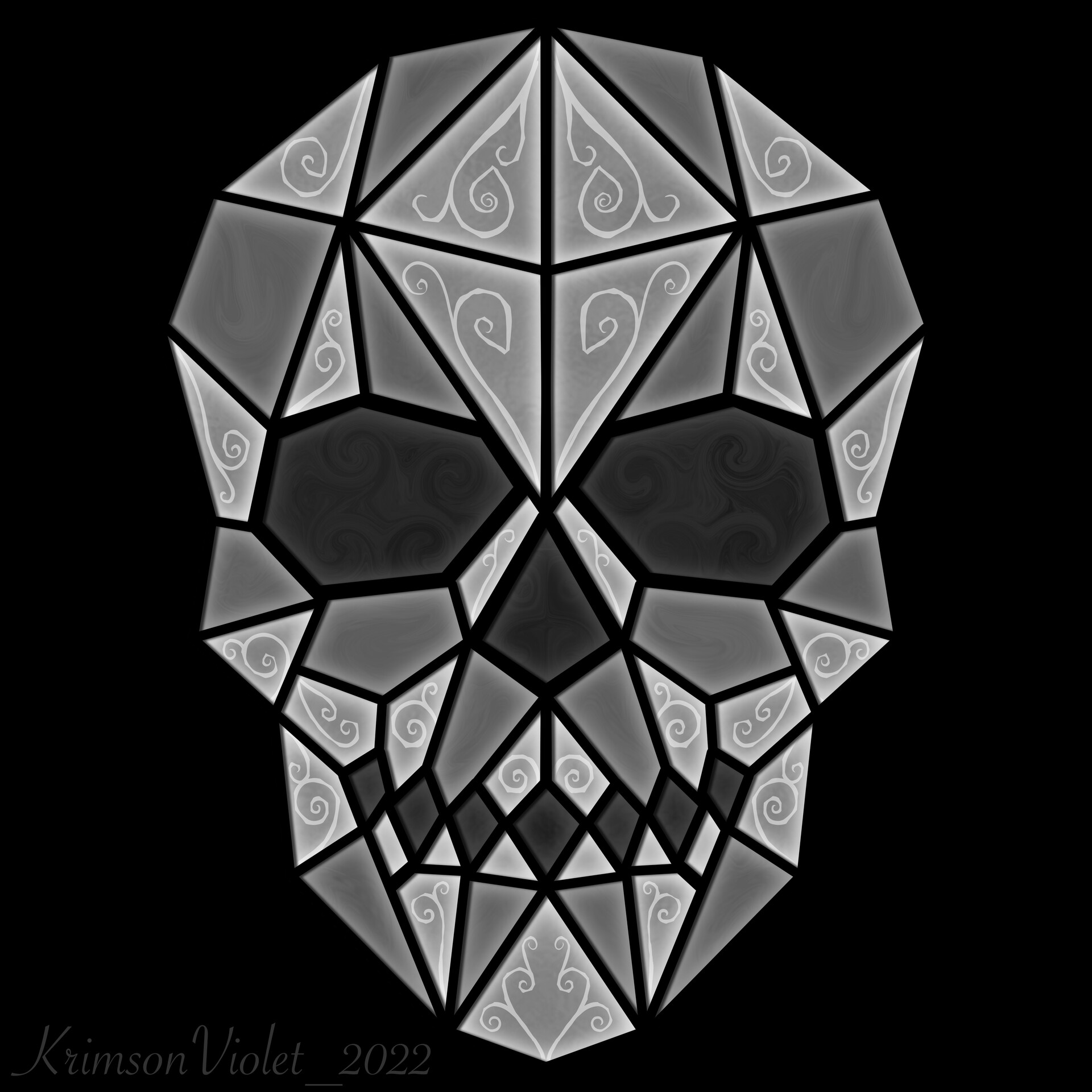 ArtStation - Geometric Glass Skull | White & Grey | Swirls | Flourish