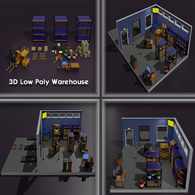 ArtStation - 3D Low Poly Warehouse Assets + Design...