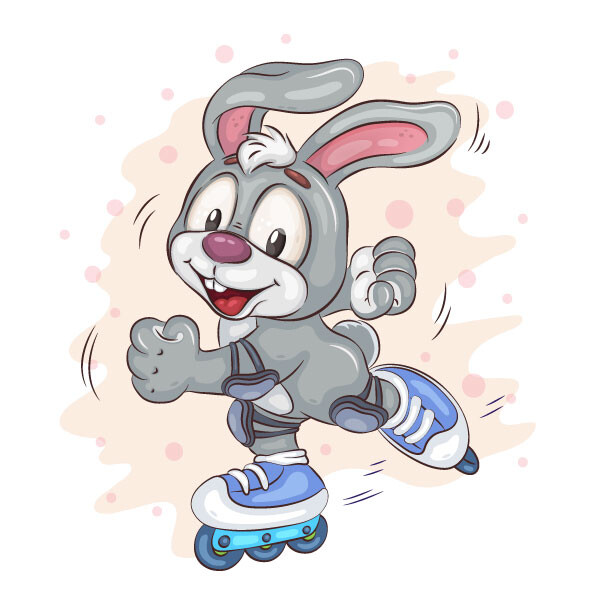 ArtStation - Cartoon Bunny Rollerblading.