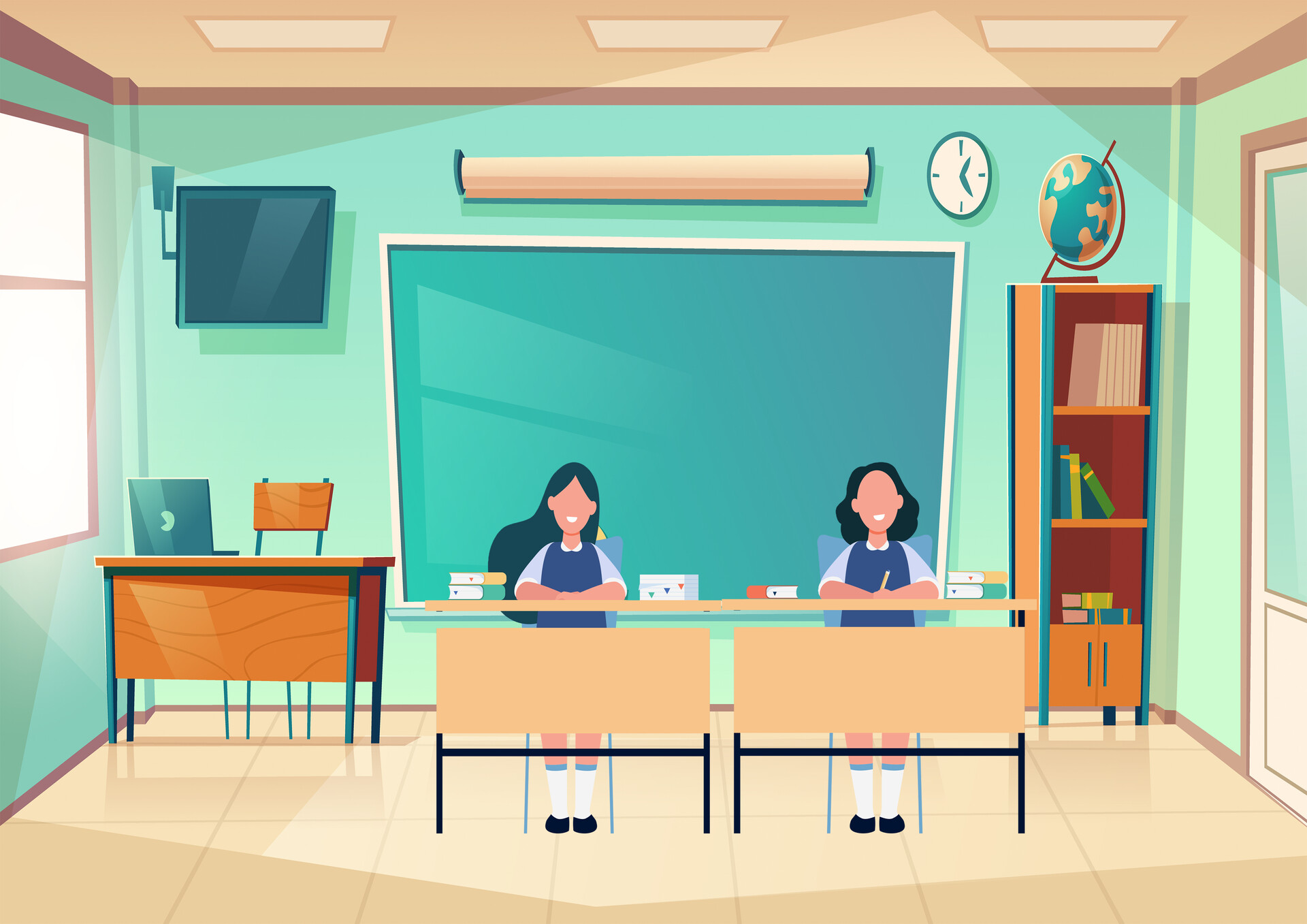 ArtStation - classroom interior digital art