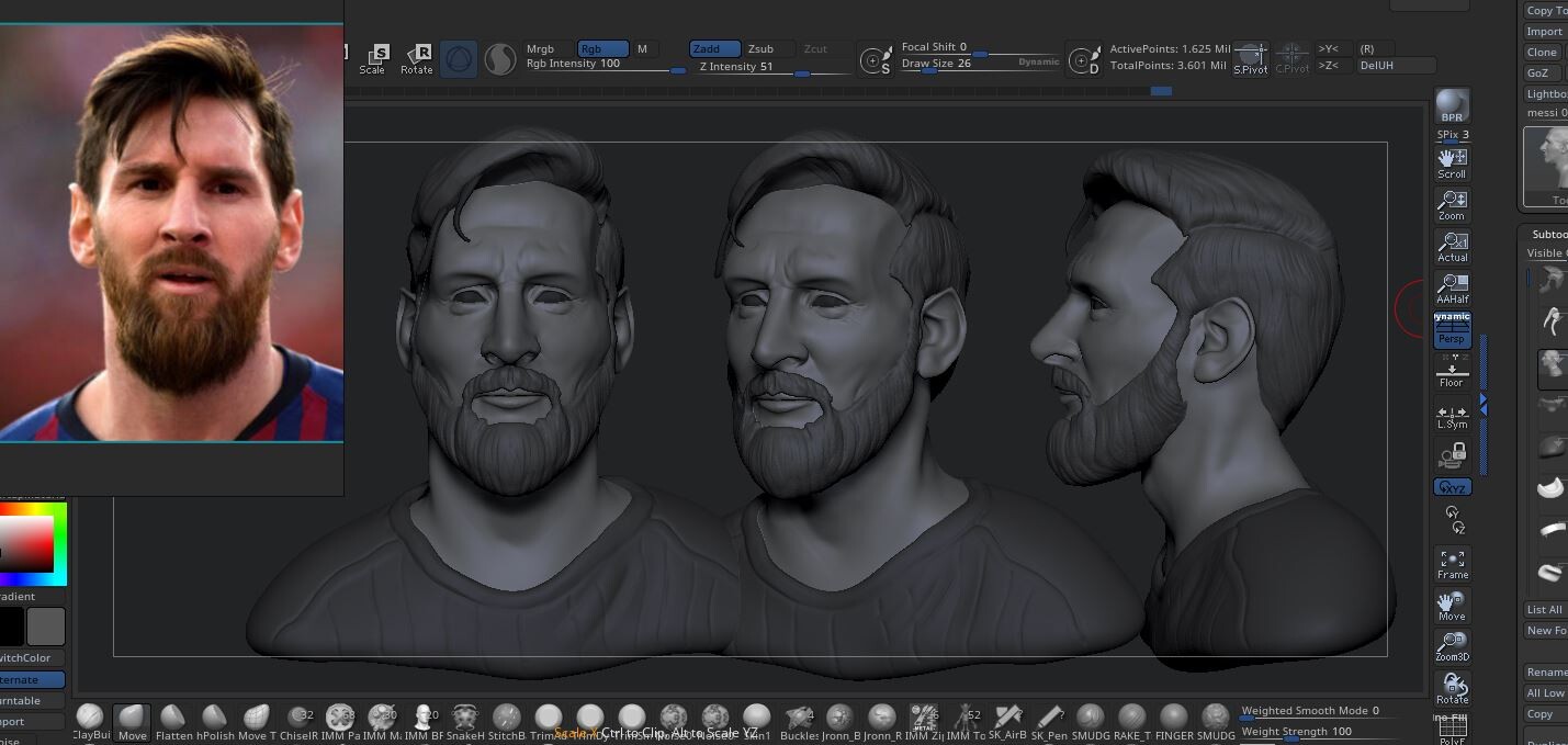 ArtStation - Lionel Messi 3D Portrait Likeness WIP