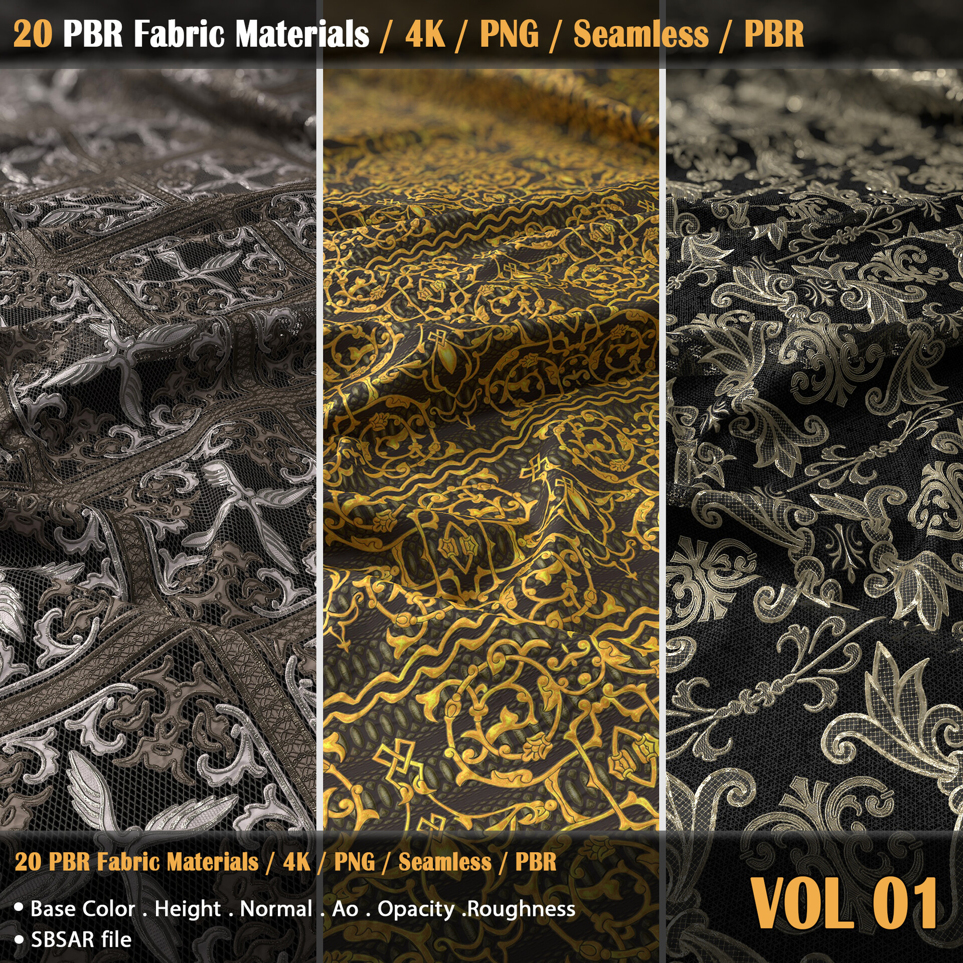 ArtStation - 20 PBR Fabric Materials / 4K / PNG / Seamless / PBR