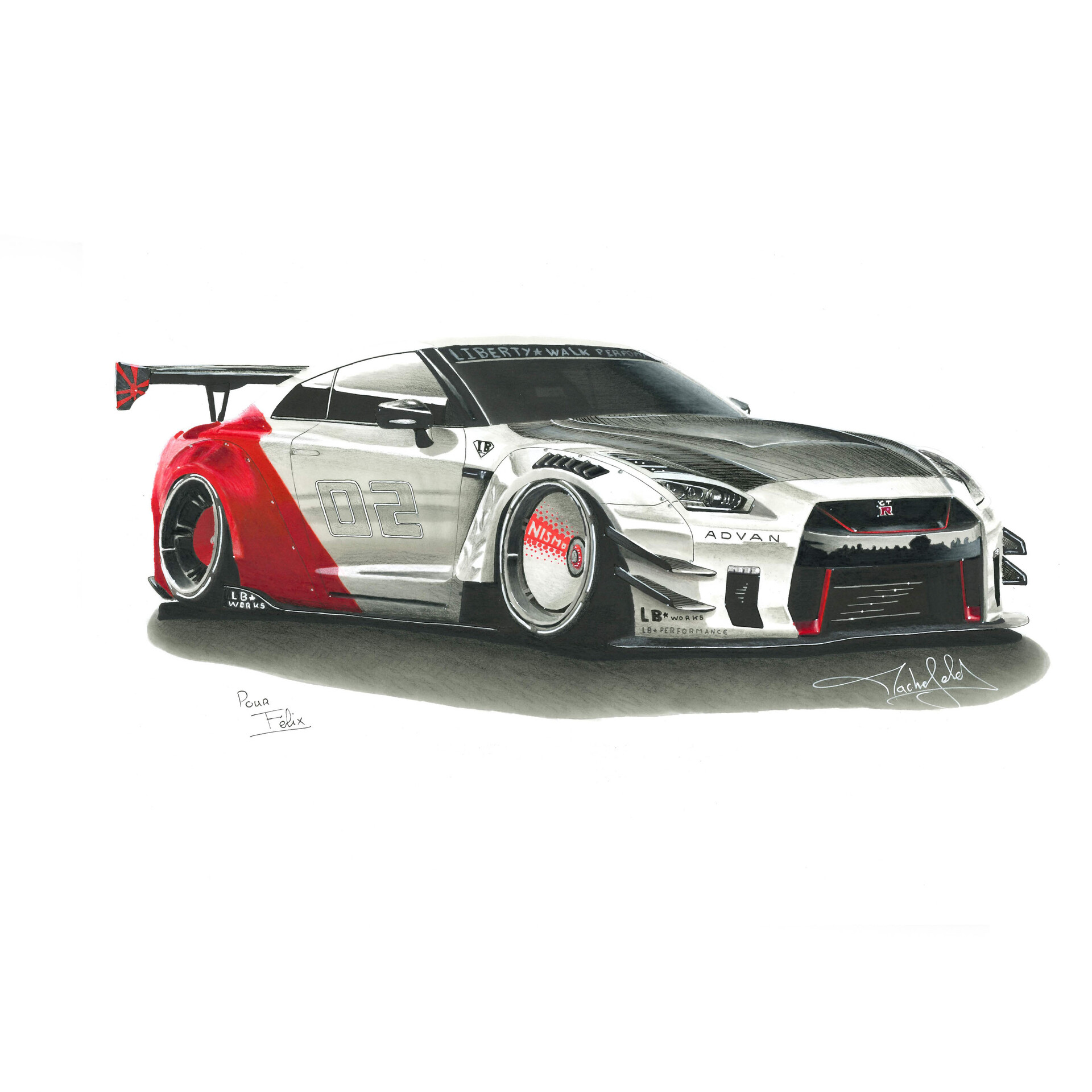 ArtStation - NISSAN GTR R35 hand drawing