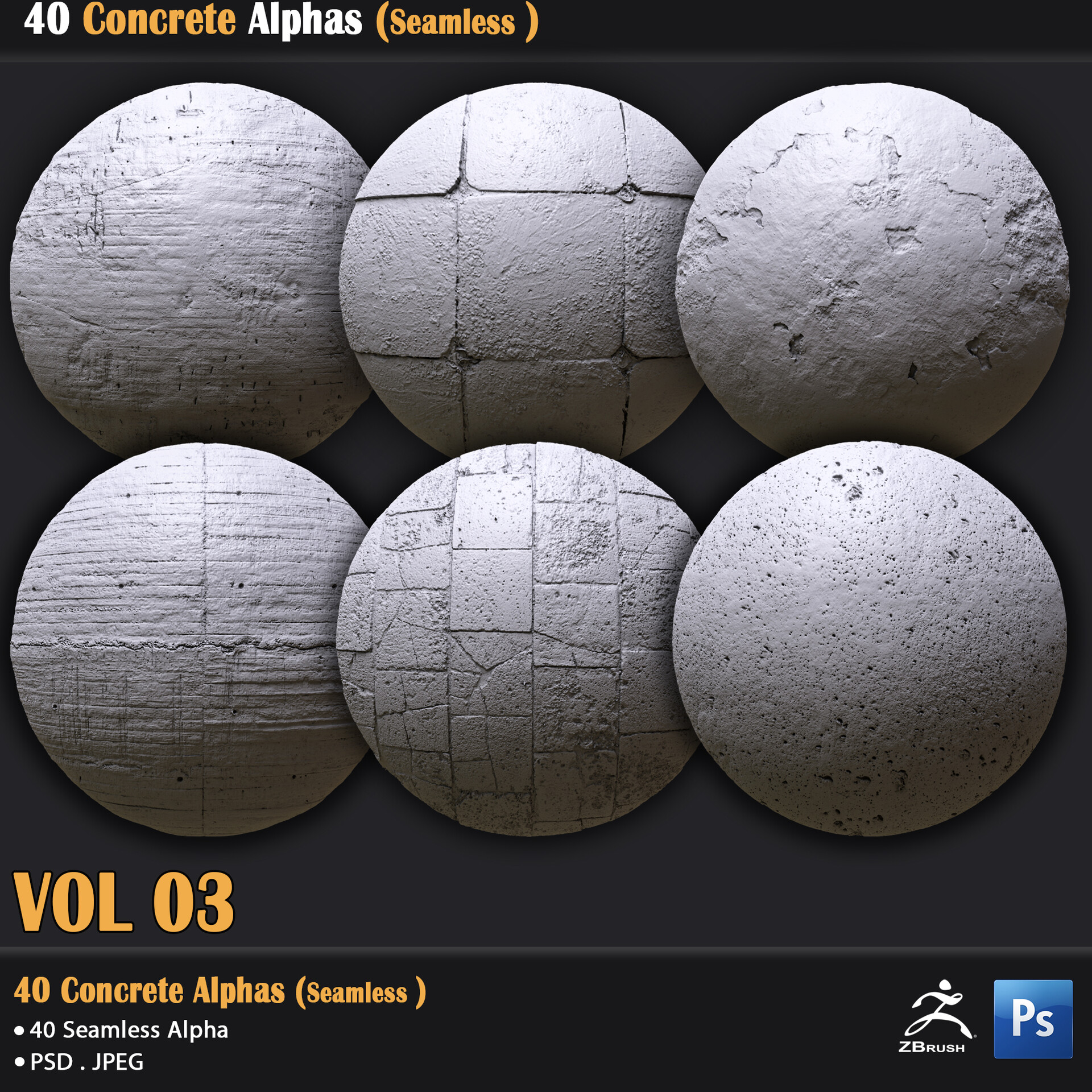 ArtStation - 40 Concrete Alphas (Seamless ) voL-03